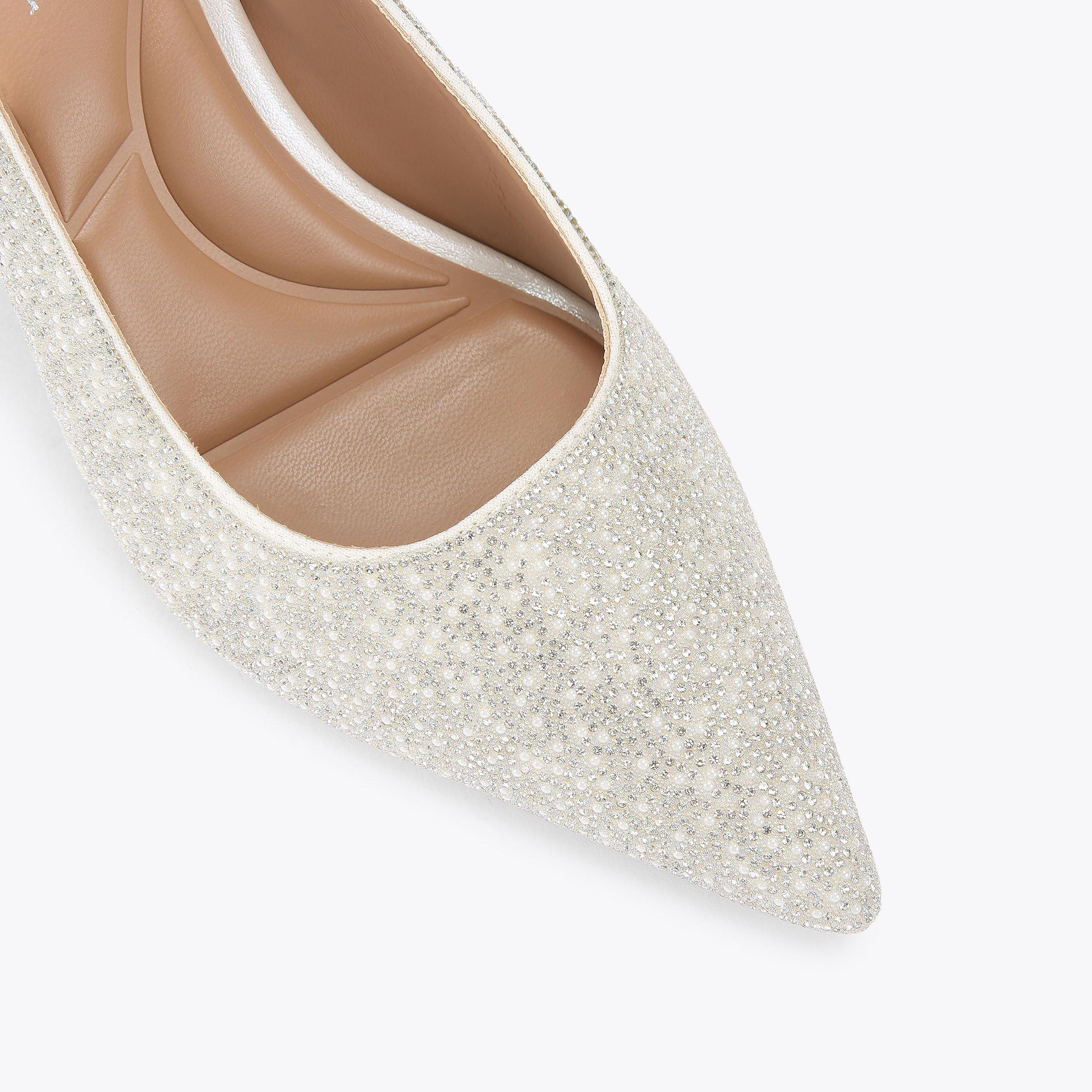 CORLETTA SLING COURT White Crystal Pearl Court Heel by CARVELA
