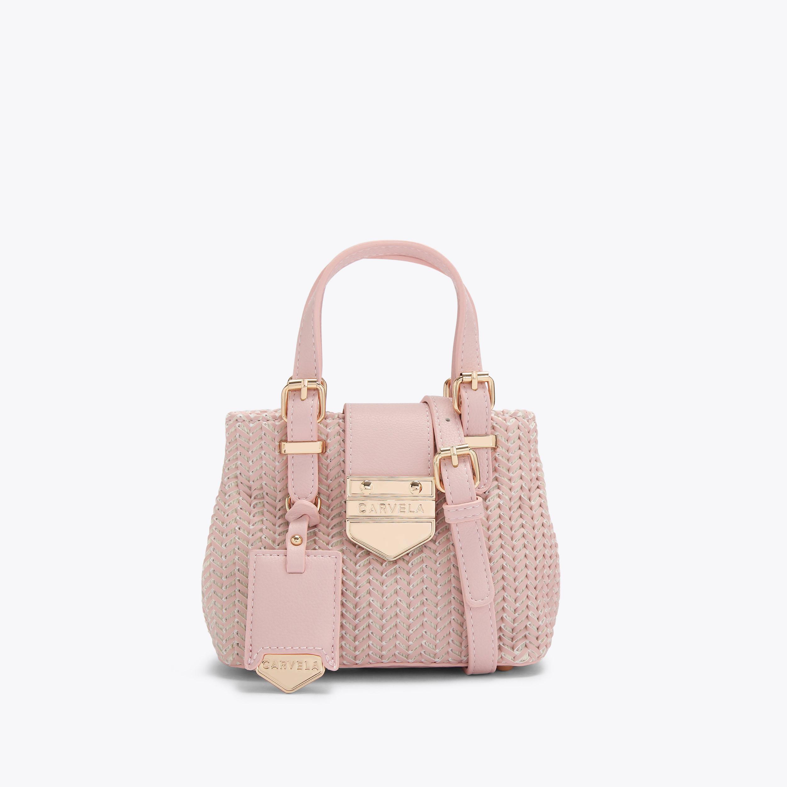 MARIA MICRO WEAVE Pink Woven Leather Tote Bag by CARVELA