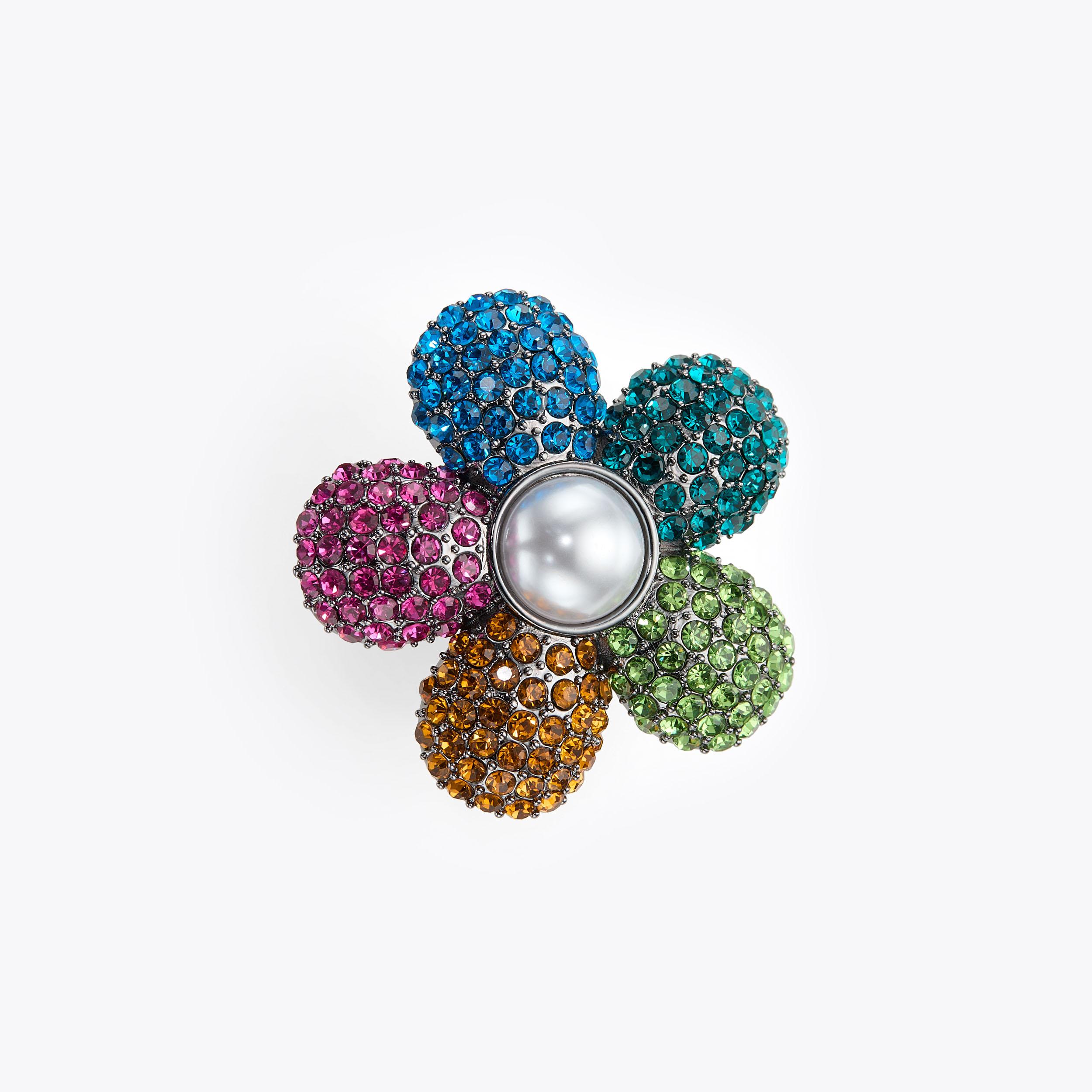RAINBOW FLOWER RING Rainbow Crystal Flower Ring by KURT GEIGER LONDON