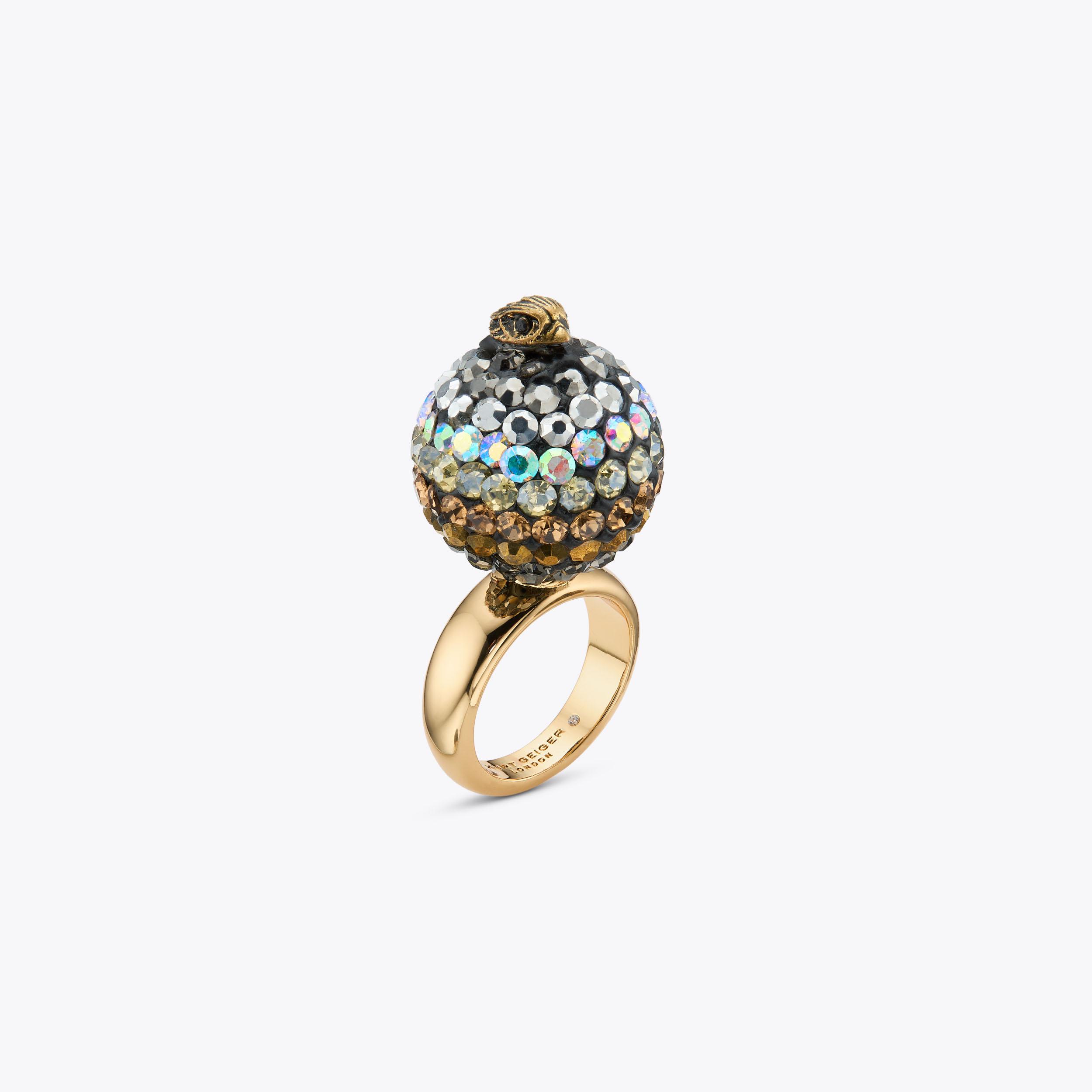 PAVE BUBBLE RING Rainbow Crystal Ring by KURT GEIGER LONDON