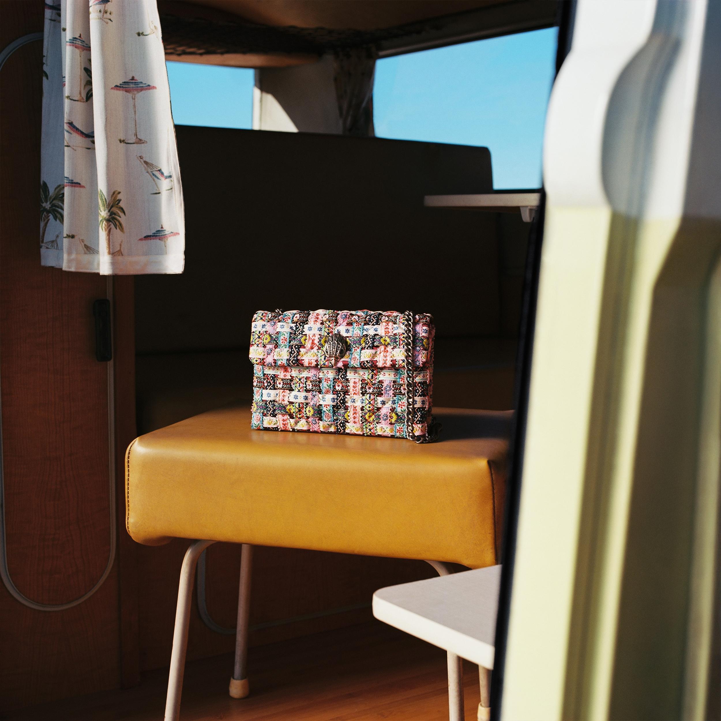 MEDIUM KENSINGTON Fuchsia Suede Shoulder Bag by KURT GEIGER LONDON