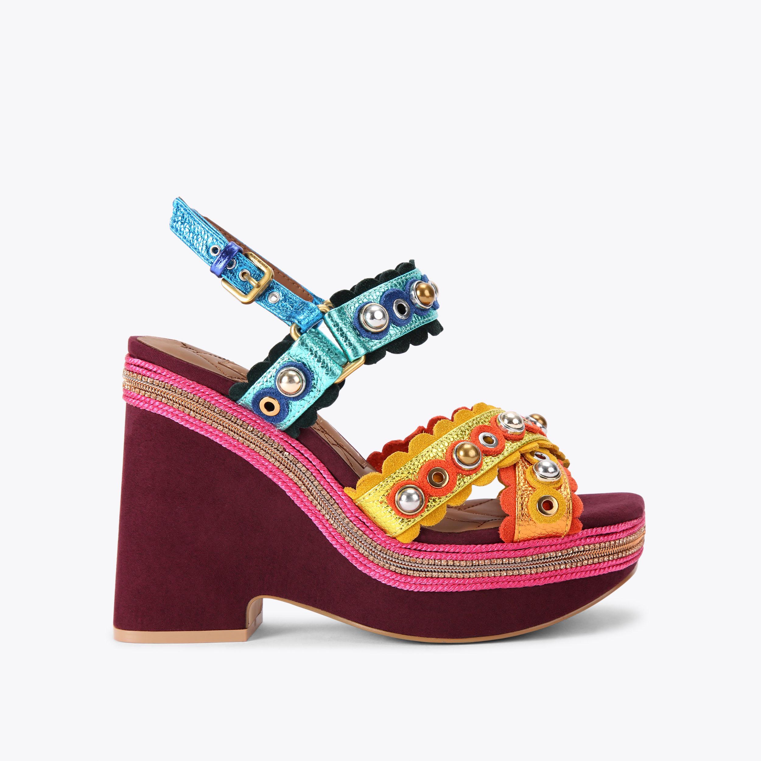 SCALLOPED STUD X WEGDE Suede Scallop Wedge Heel by KURT GEIGER LONDON