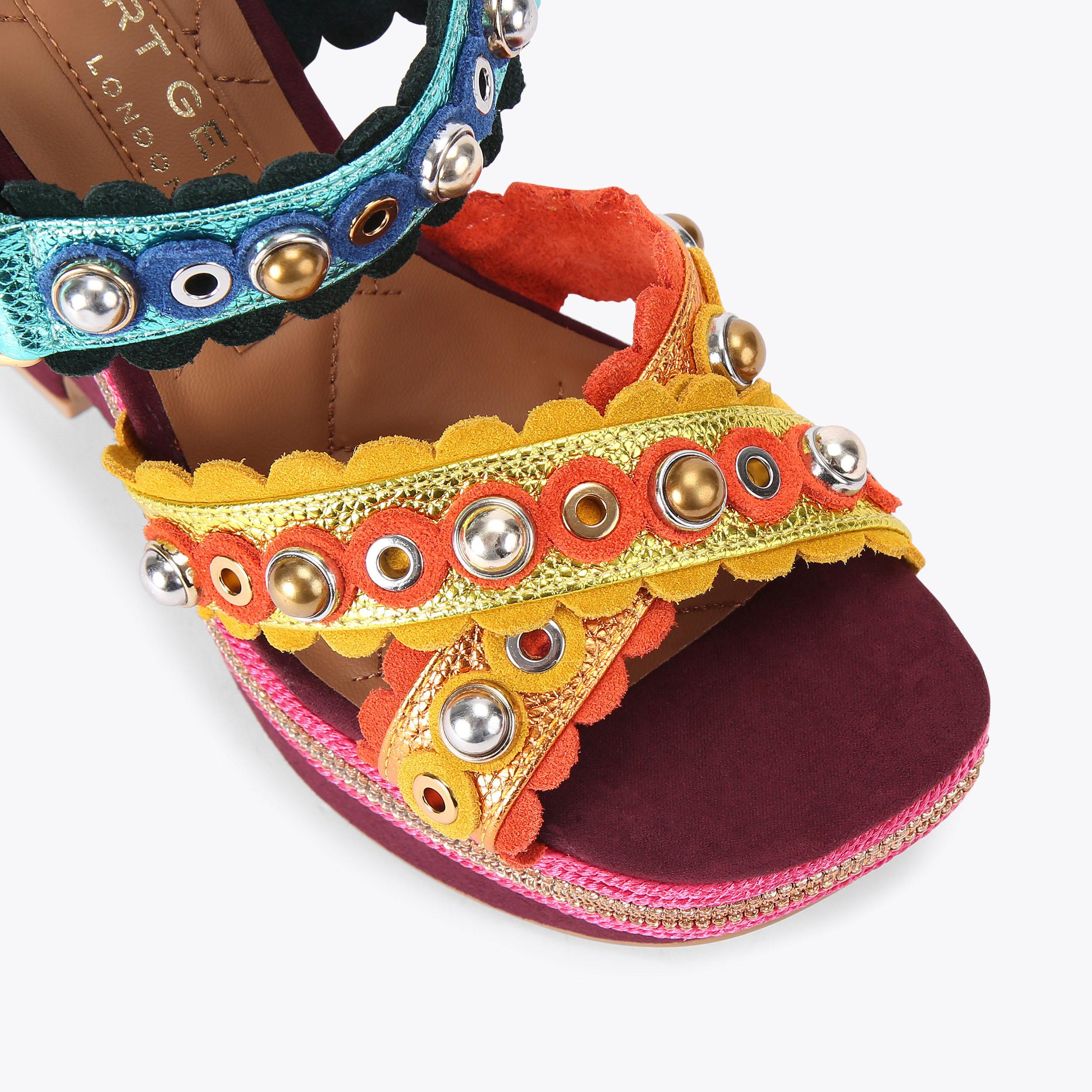 SCALLOPED STUD X WEGDE Suede Scallop Wedge Heel by KURT GEIGER LONDON