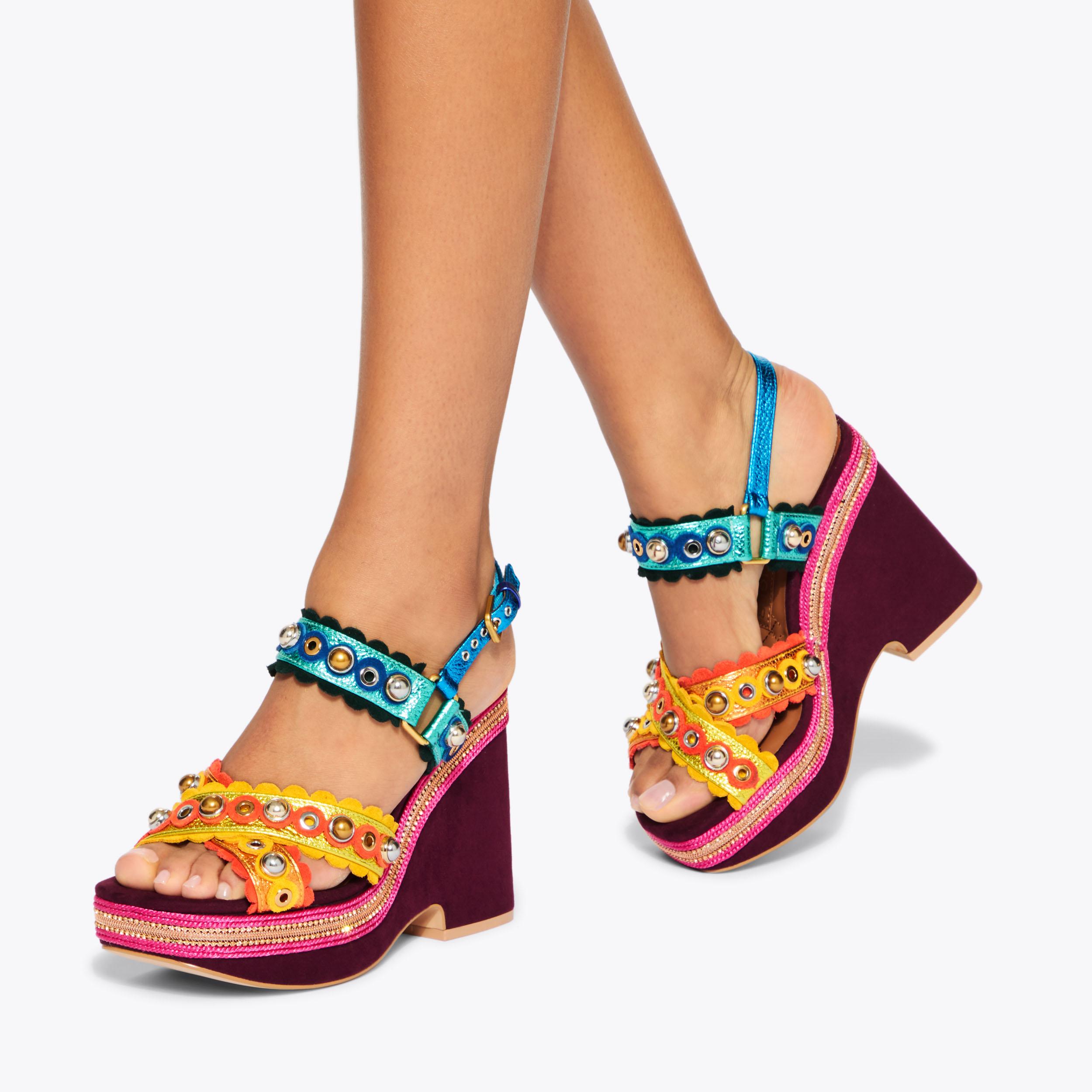 SCALLOPED STUD X WEGDE Suede Scallop Wedge Heel by KURT GEIGER LONDON
