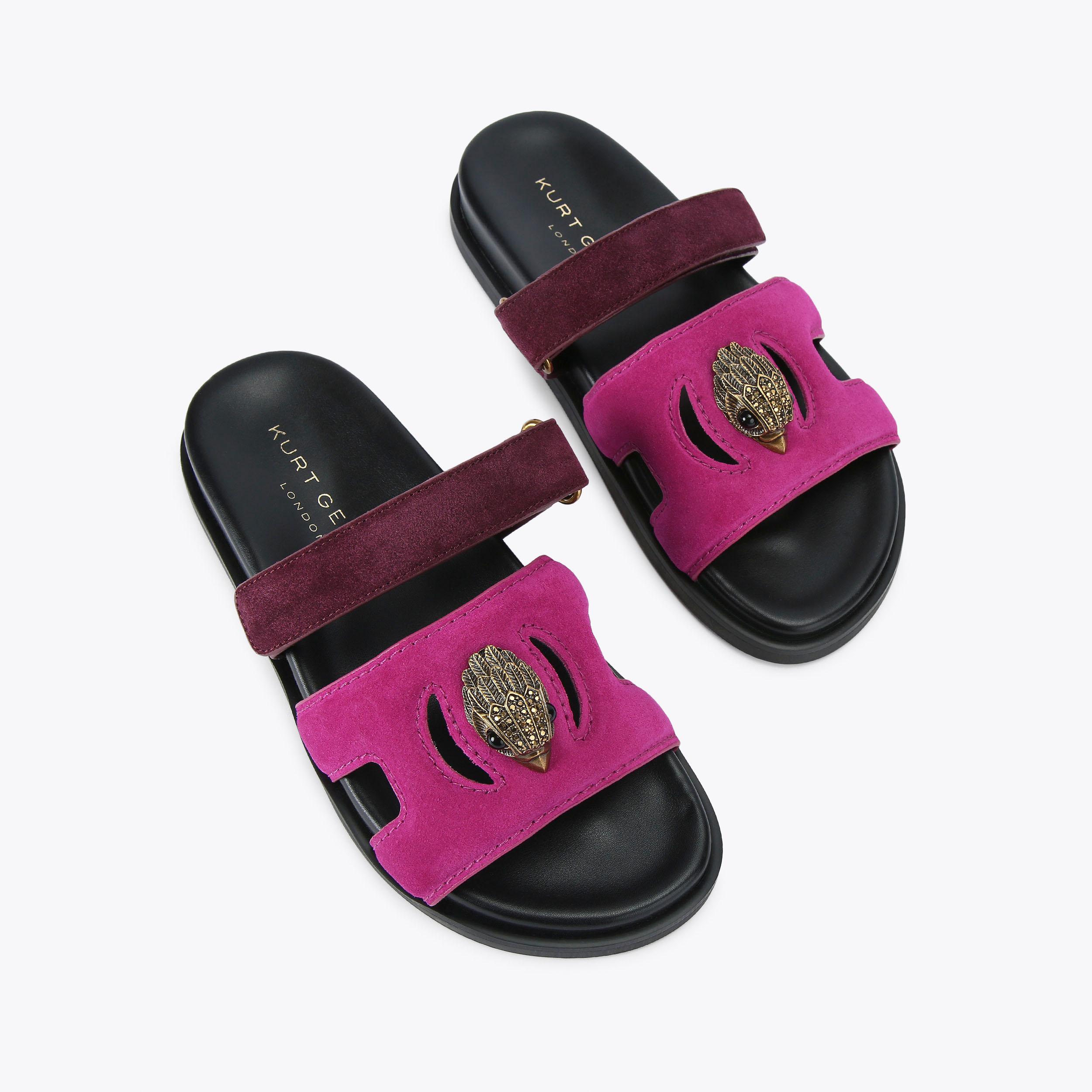 EAGLE CUT OUT SANDAL Fuchsia Suede Sandal by KURT GEIGER LONDON