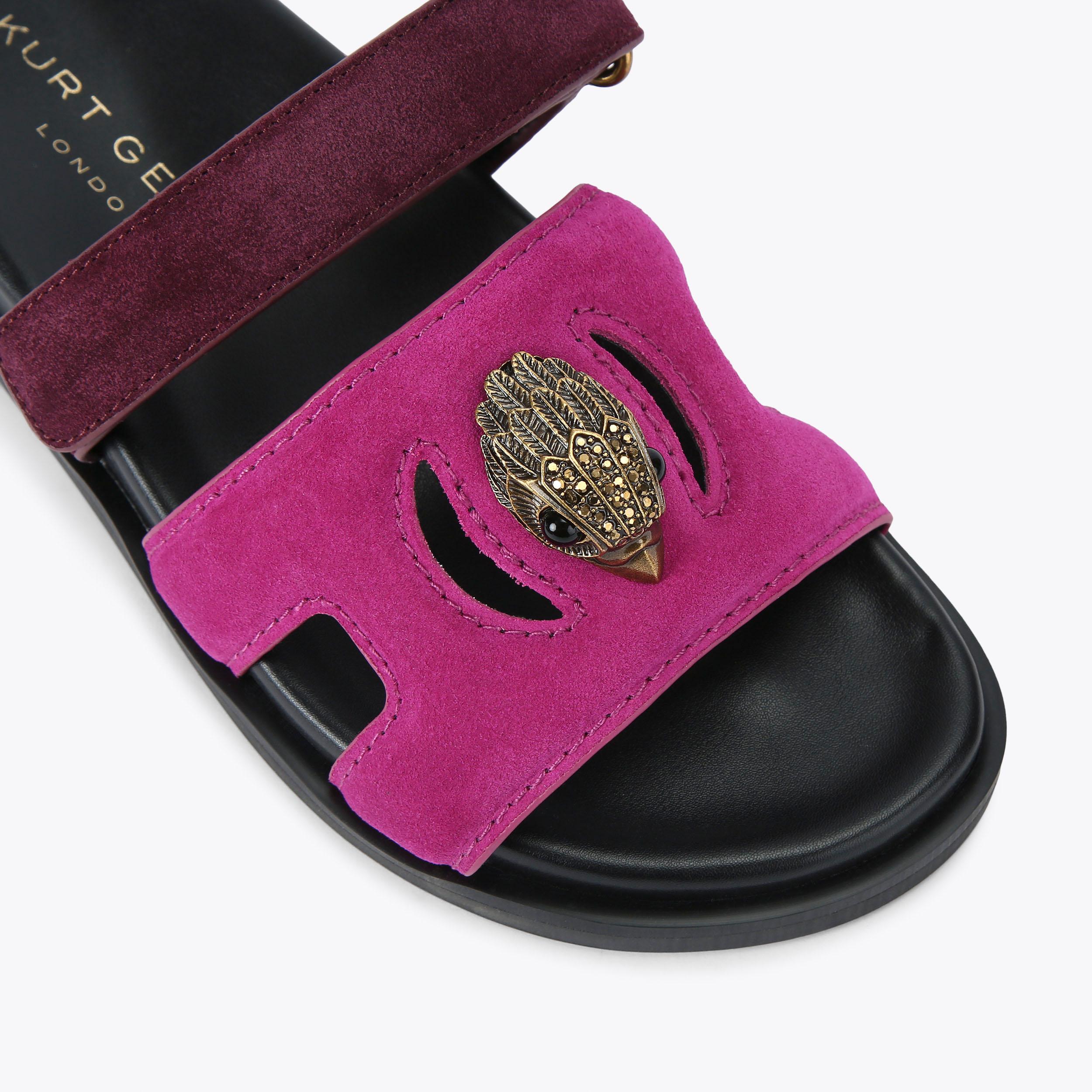 EAGLE CUT OUT SANDAL Fuchsia Suede Sandal by KURT GEIGER LONDON