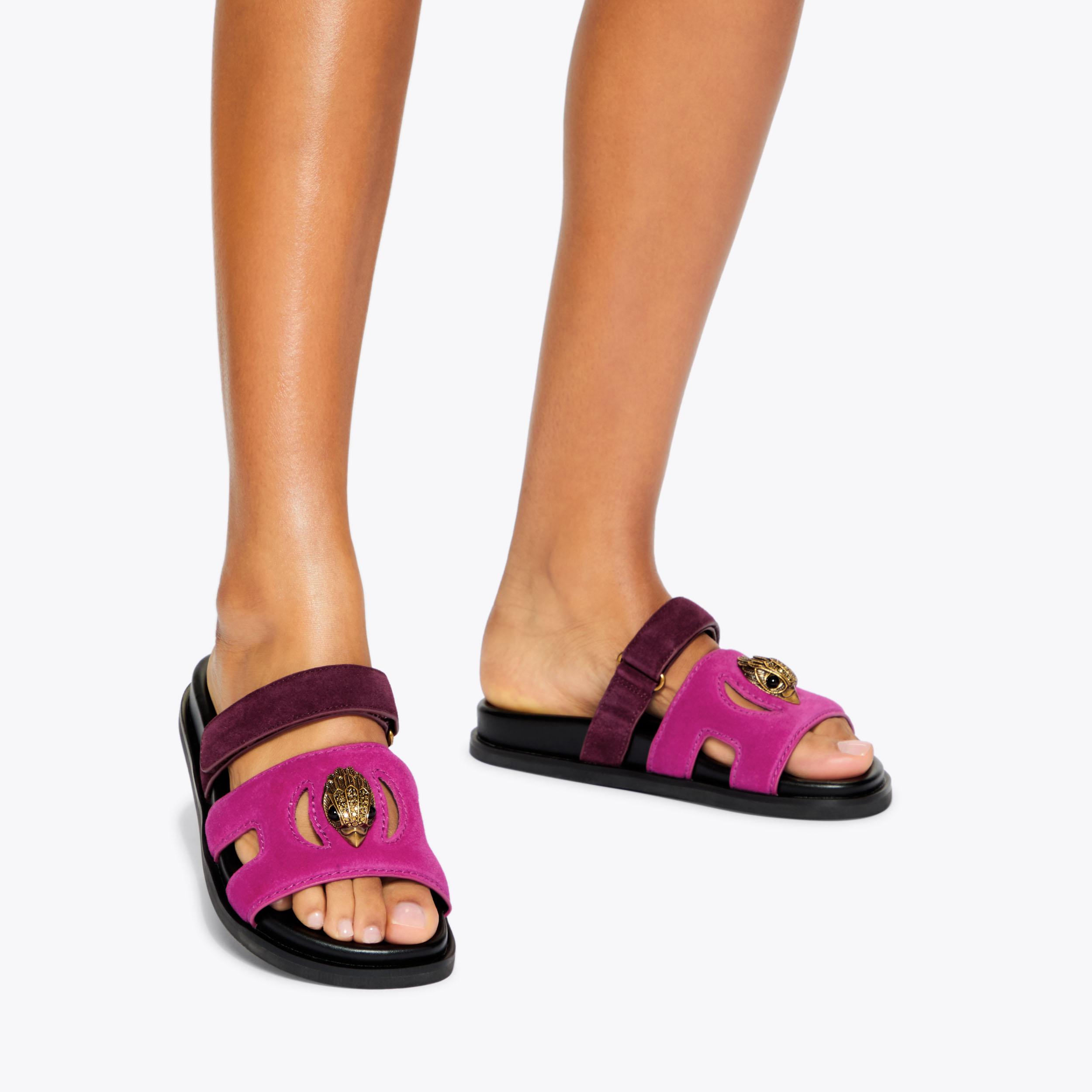 EAGLE CUT OUT SANDAL Fuchsia Suede Sandal by KURT GEIGER LONDON
