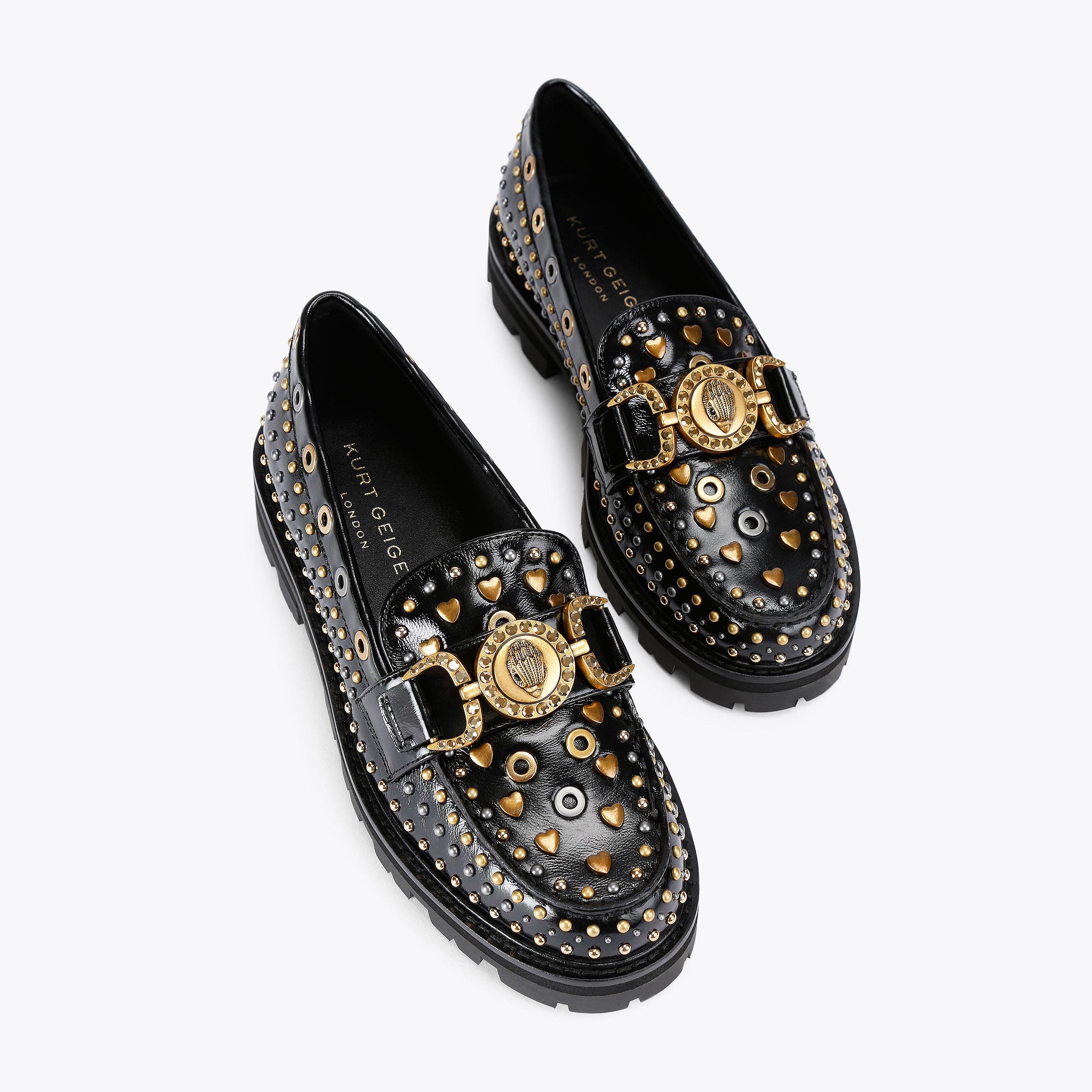 MANSION STUD LOAFER Black Studded Slip On Loafer by KURT GEIGER LONDON