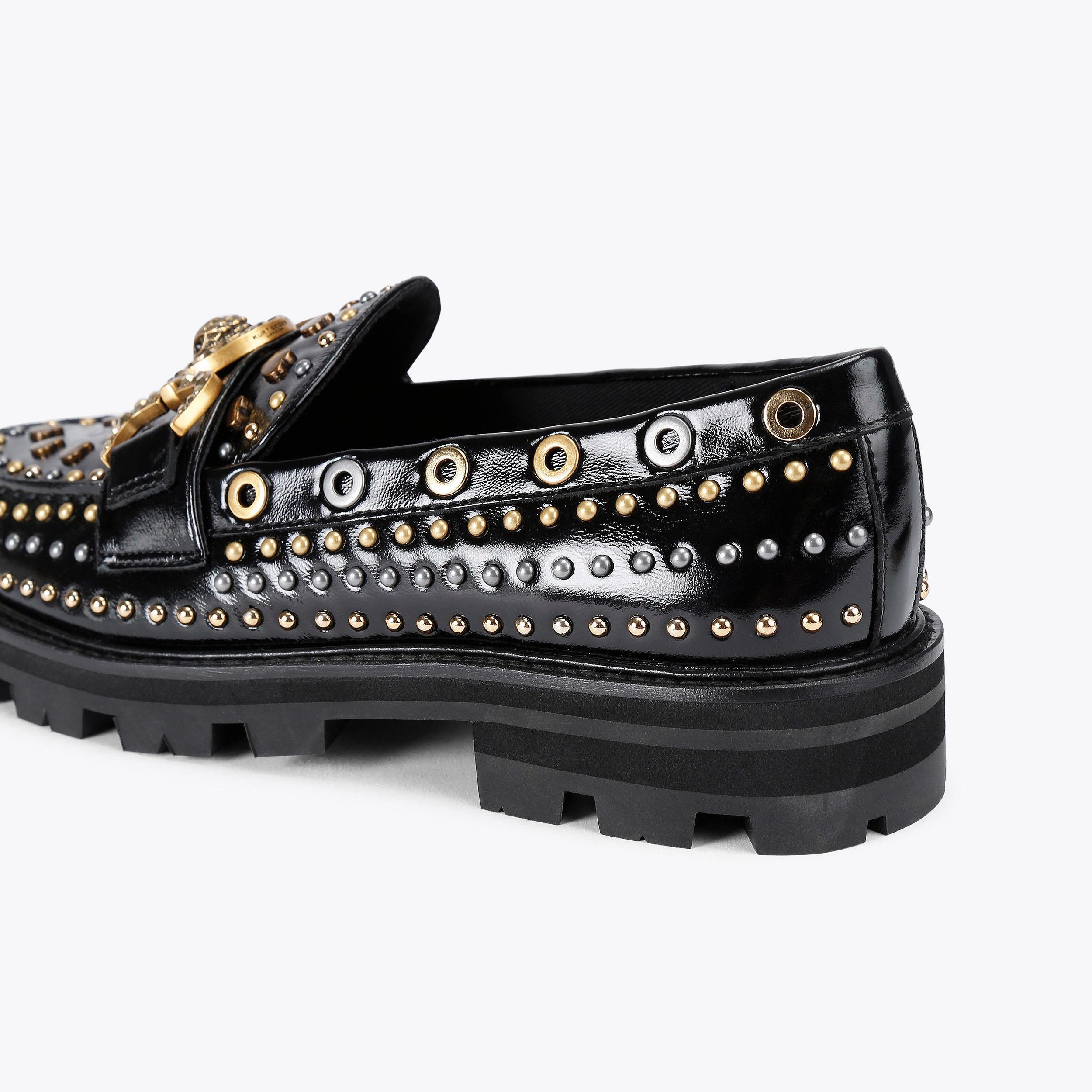 MANSION STUD LOAFER Black Studded Slip On Loafer by KURT GEIGER LONDON