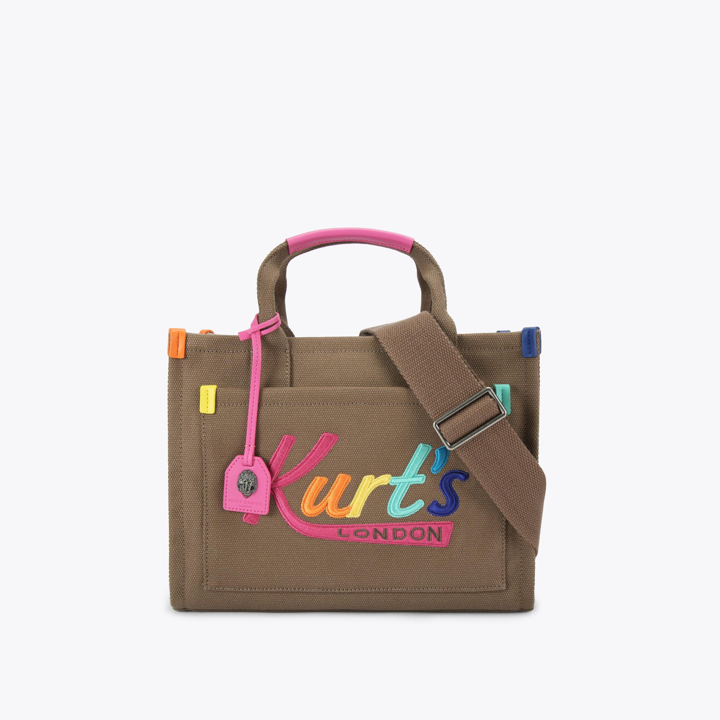 KURT LONDON TOTE Brown Canvas Tote Bag by KURT GEIGER LONDON