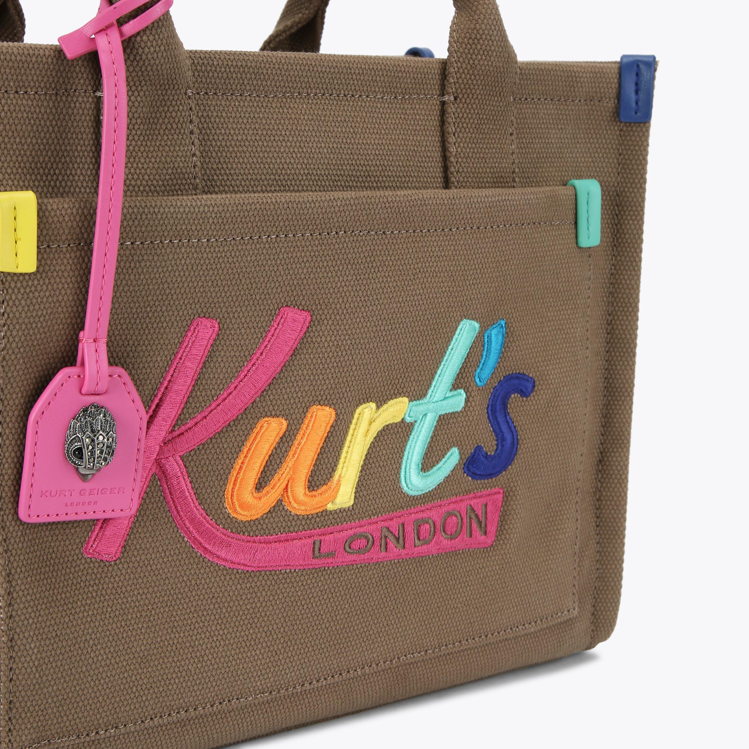KURT LONDON TOTE Brown Canvas Tote Bag by KURT GEIGER LONDON