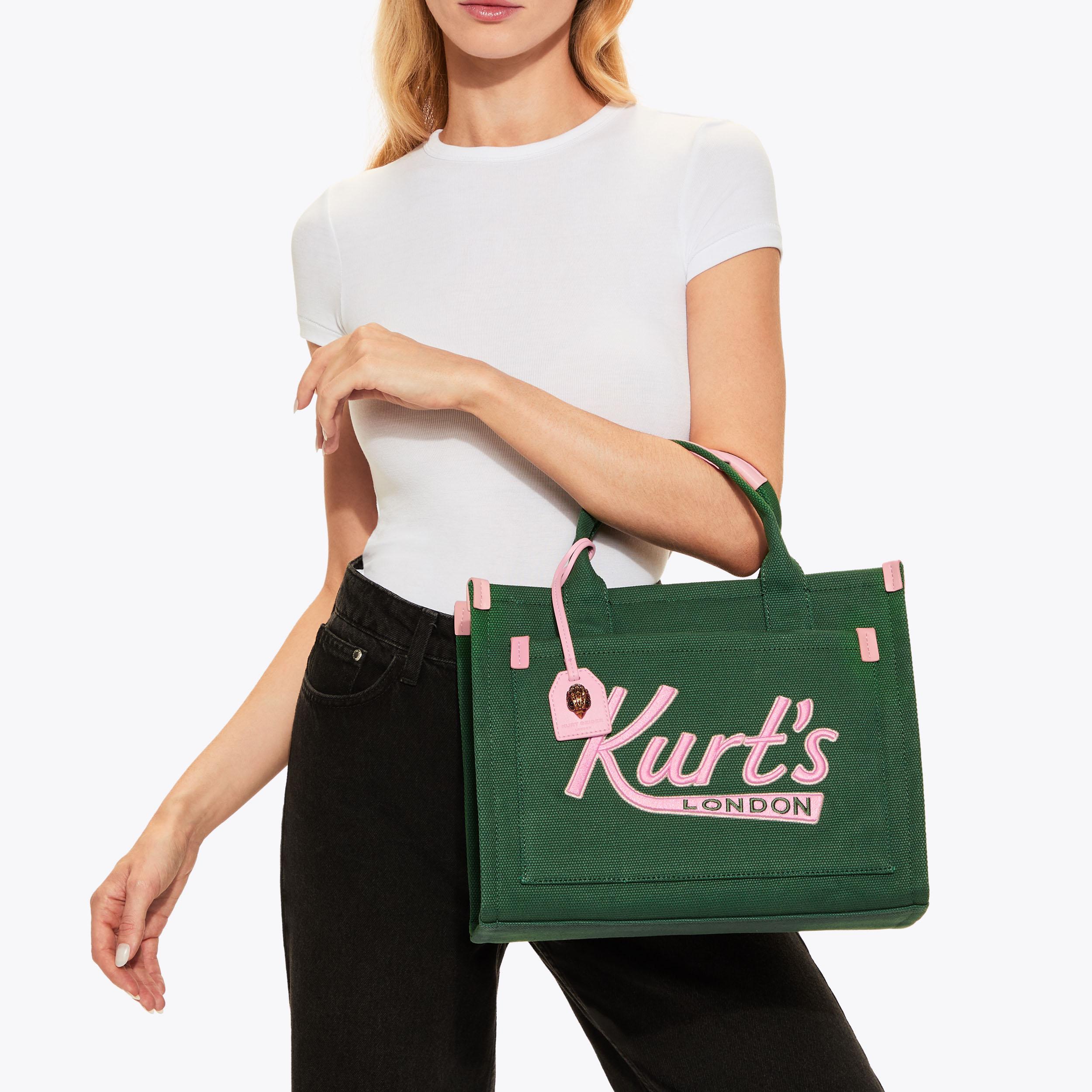 KURT LONDON TOTE Green Canvas Tote Bag by KURT GEIGER LONDON