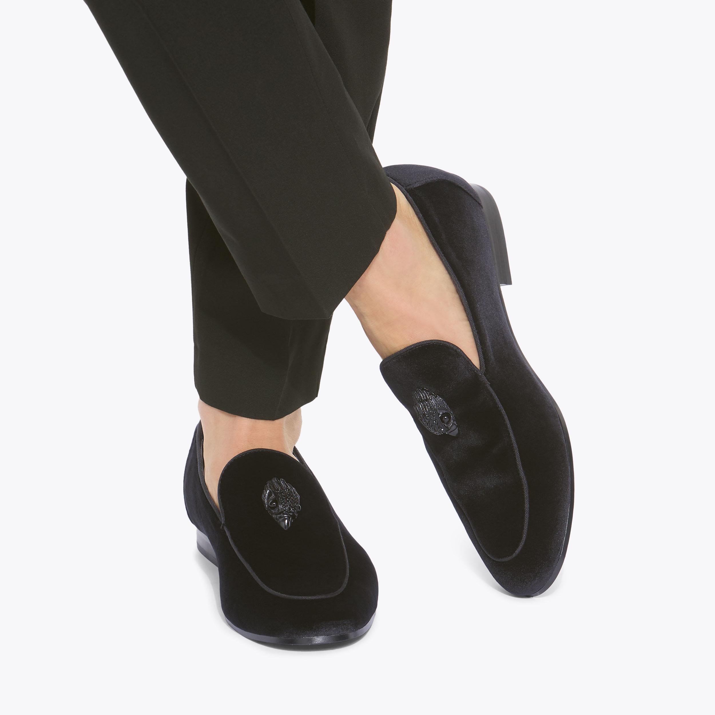 HUGH 2 LOAFER Black Velvet Slip On Loafer by KURT GEIGER LONDON