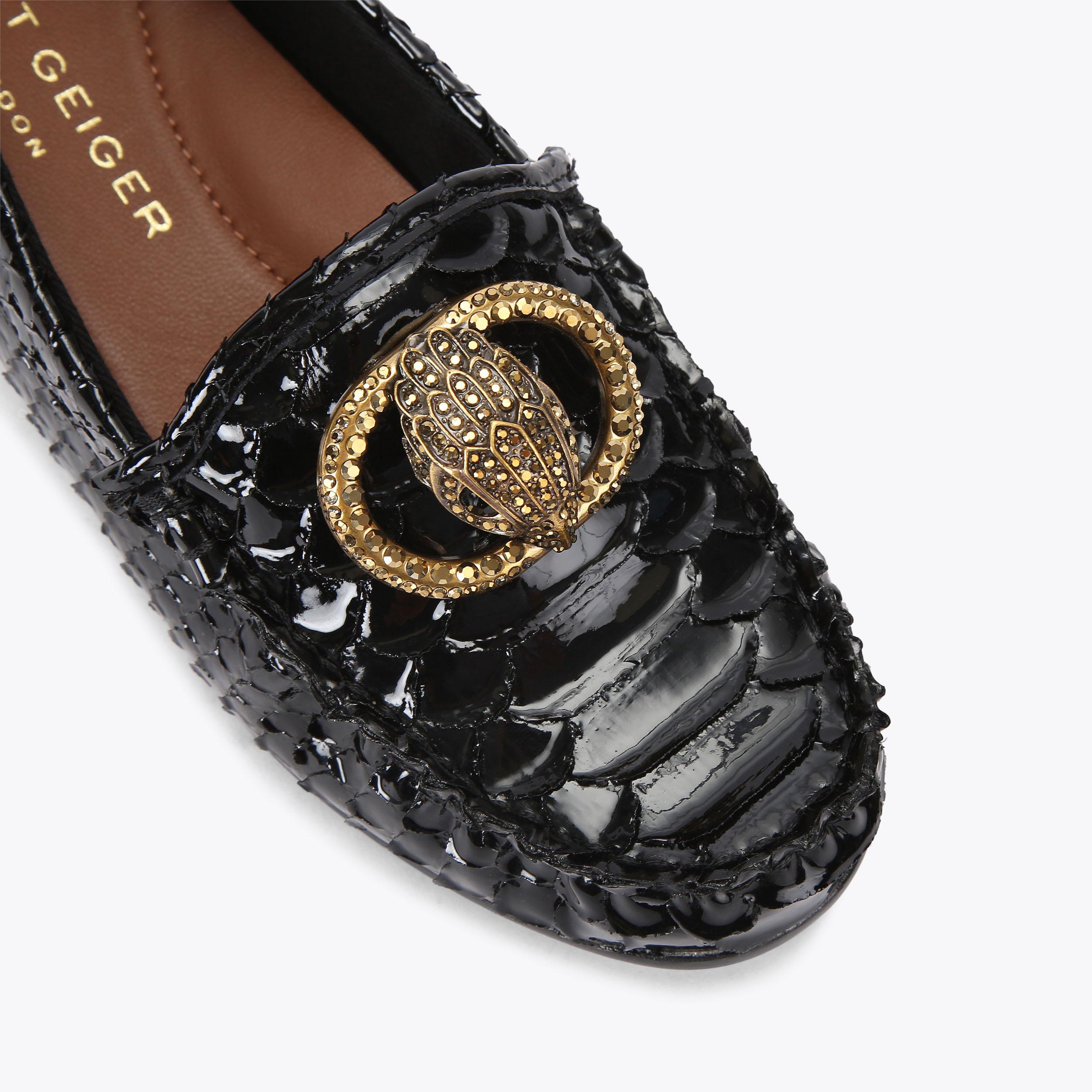 CHELSEA MOCCASIN Black 3D embossed Leather Boot by KURT GEIGER LONDON