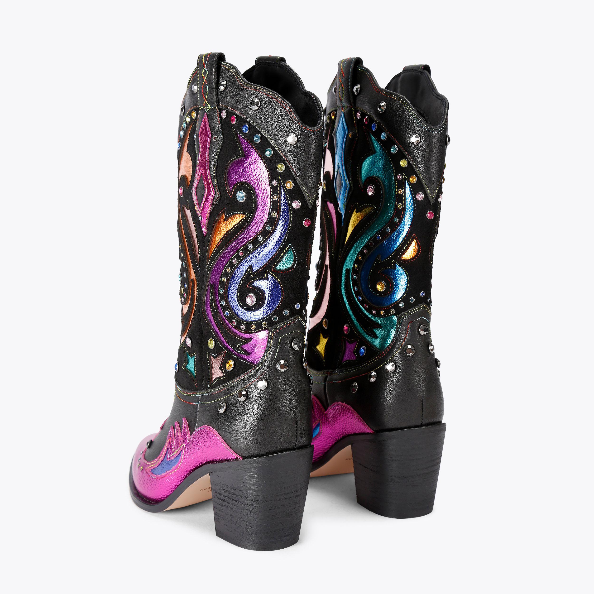 KENSINGTON COWBOY BOOT Black Rainbow Cowboy Boot by KURT GEIGER LONDON