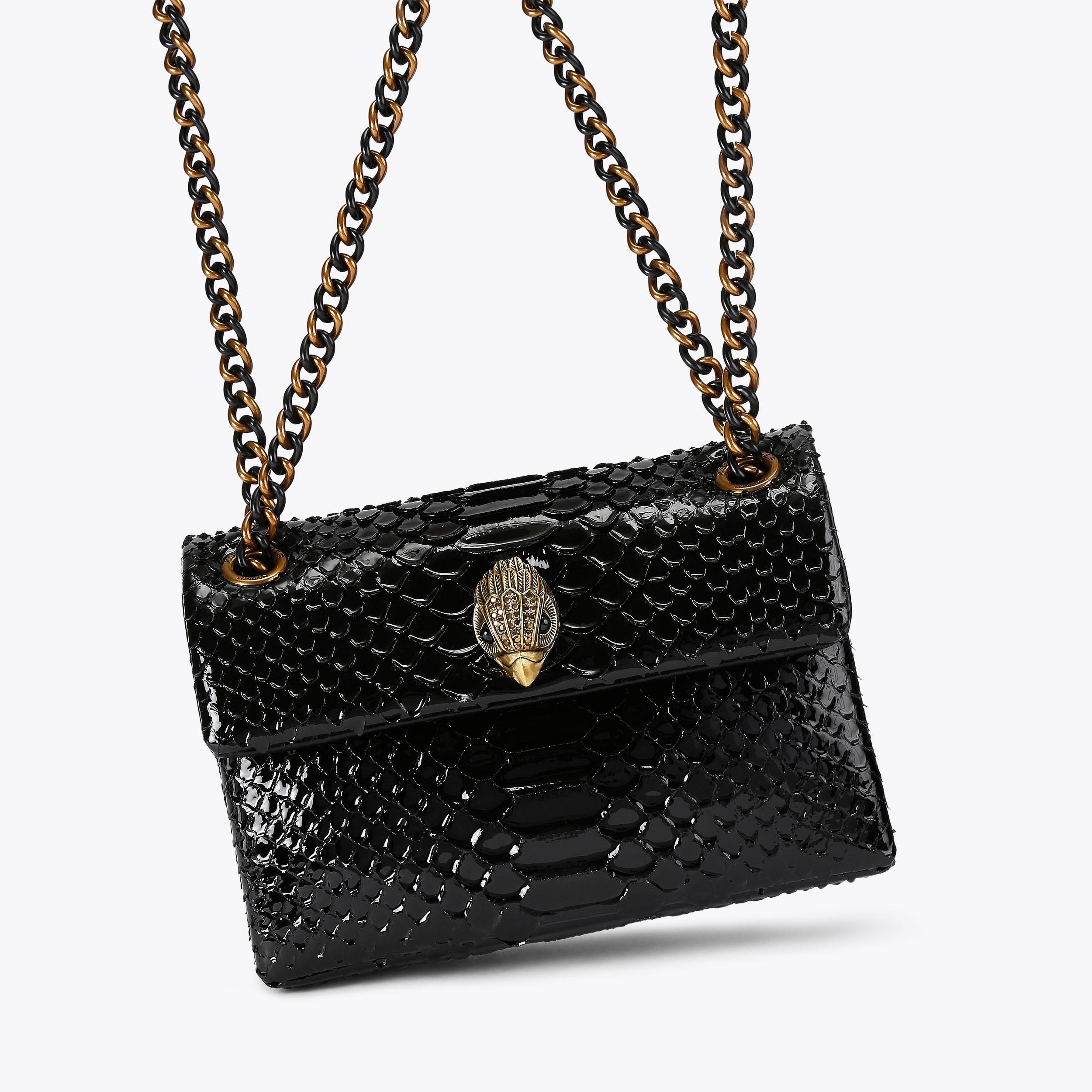LEATHER MINI KENSINGTON Black Snake 3D Lizard Kensington Bag by KURT ...