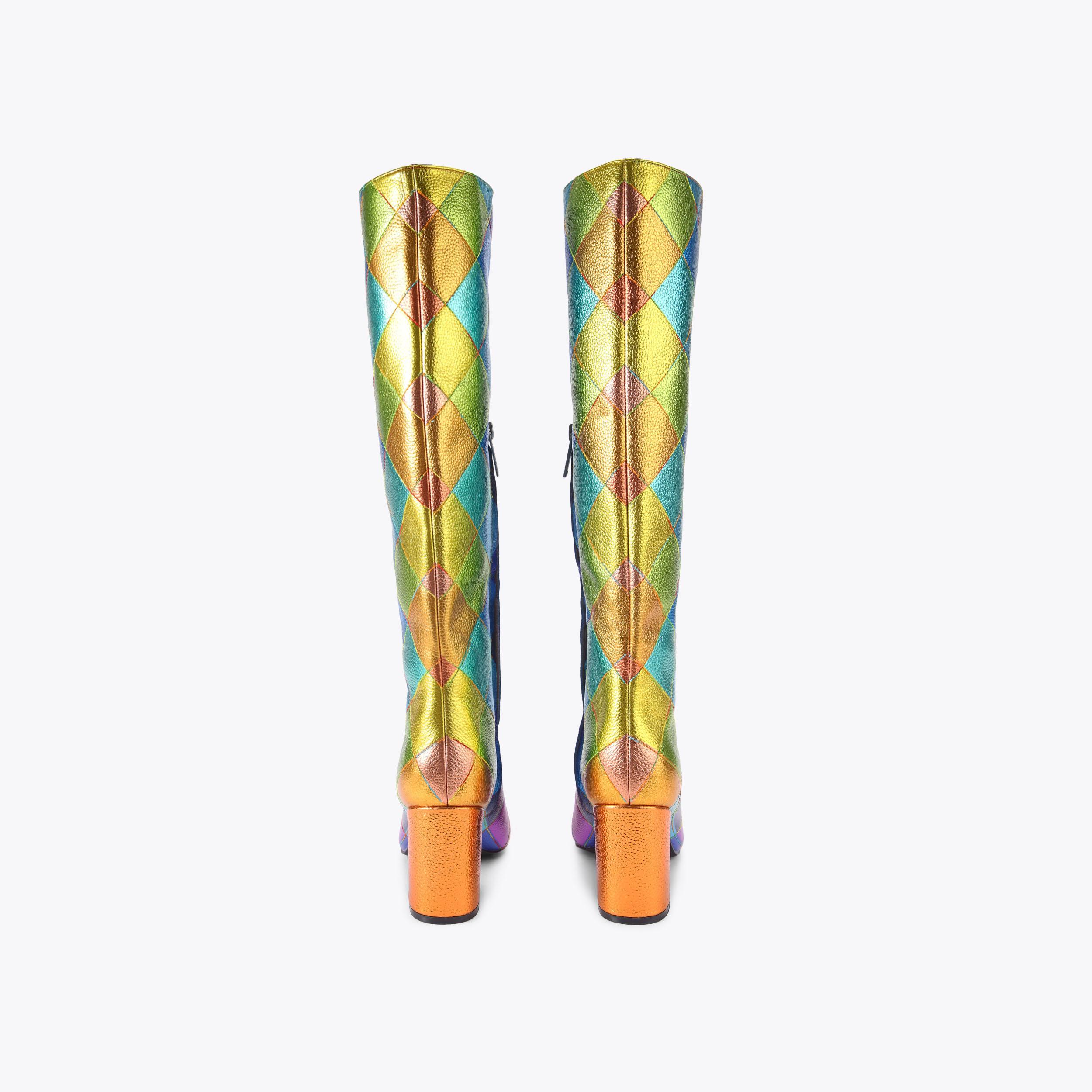 REGENT POINT KNEE BOOT Rainbow Diamond Knee High Boot by KURT GEIGER LONDON