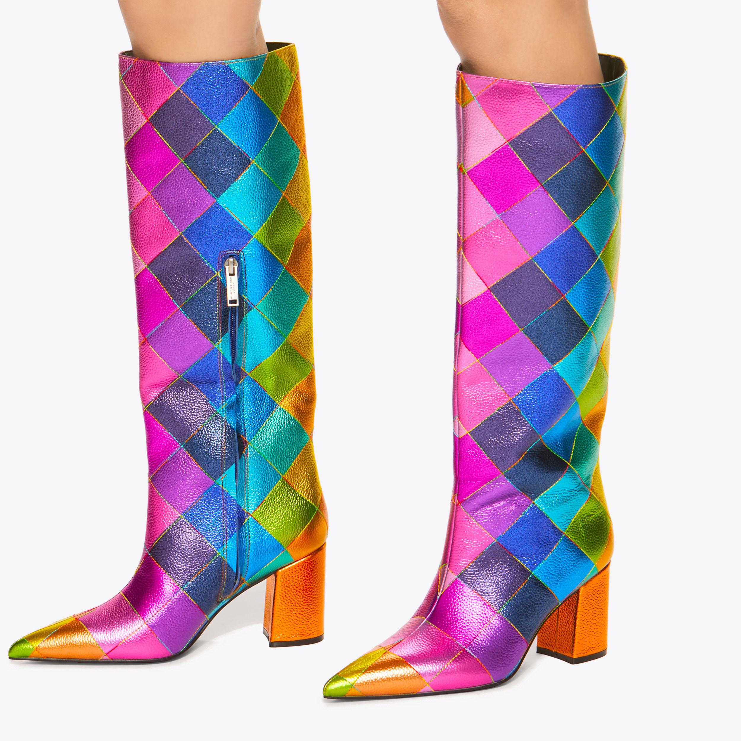 REGENT POINT KNEE BOOT Rainbow Diamond Knee High Boot by KURT GEIGER LONDON