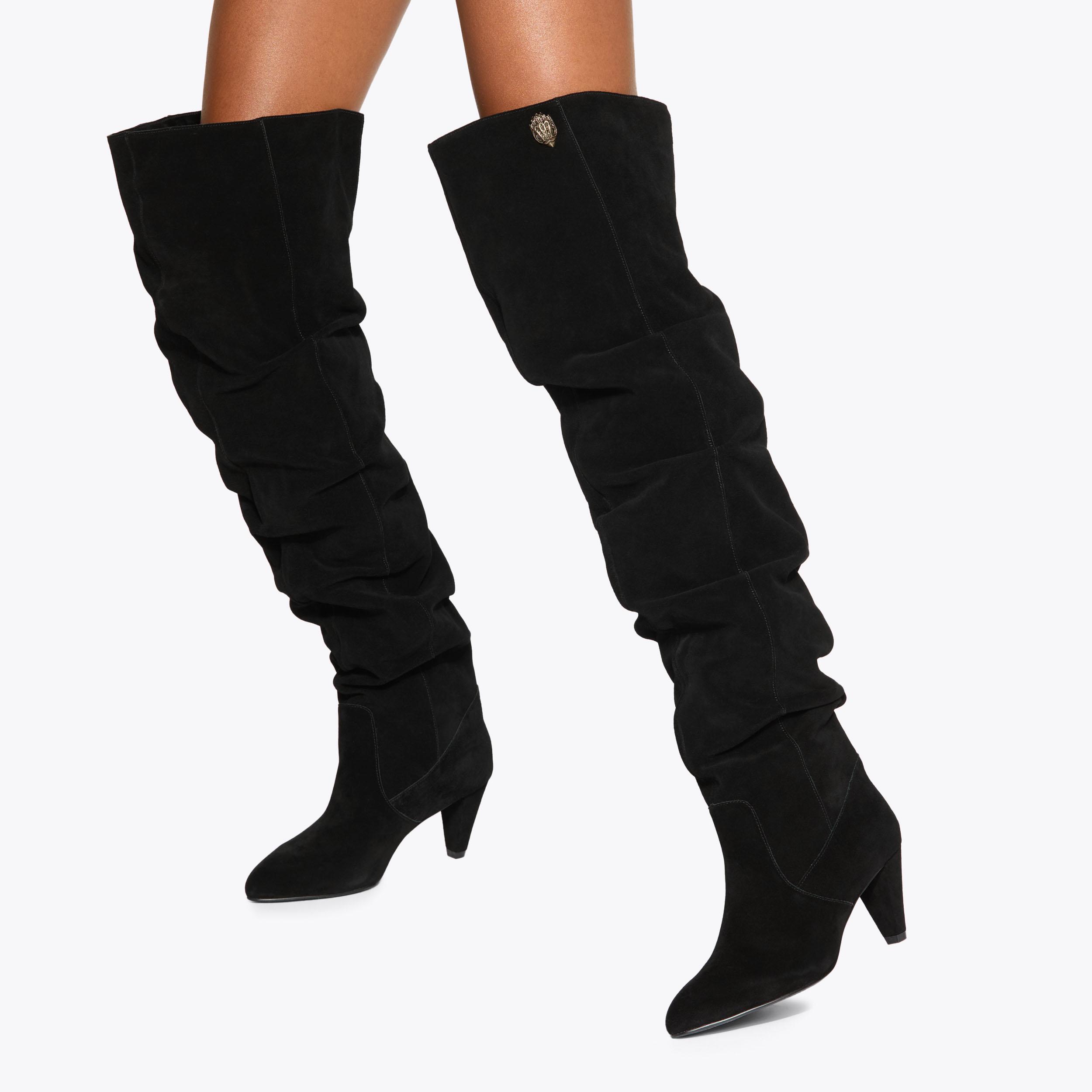 SHOREDITCH OTK SLOUCH Black Suede Knee Boot by KURT GEIGER LONDON