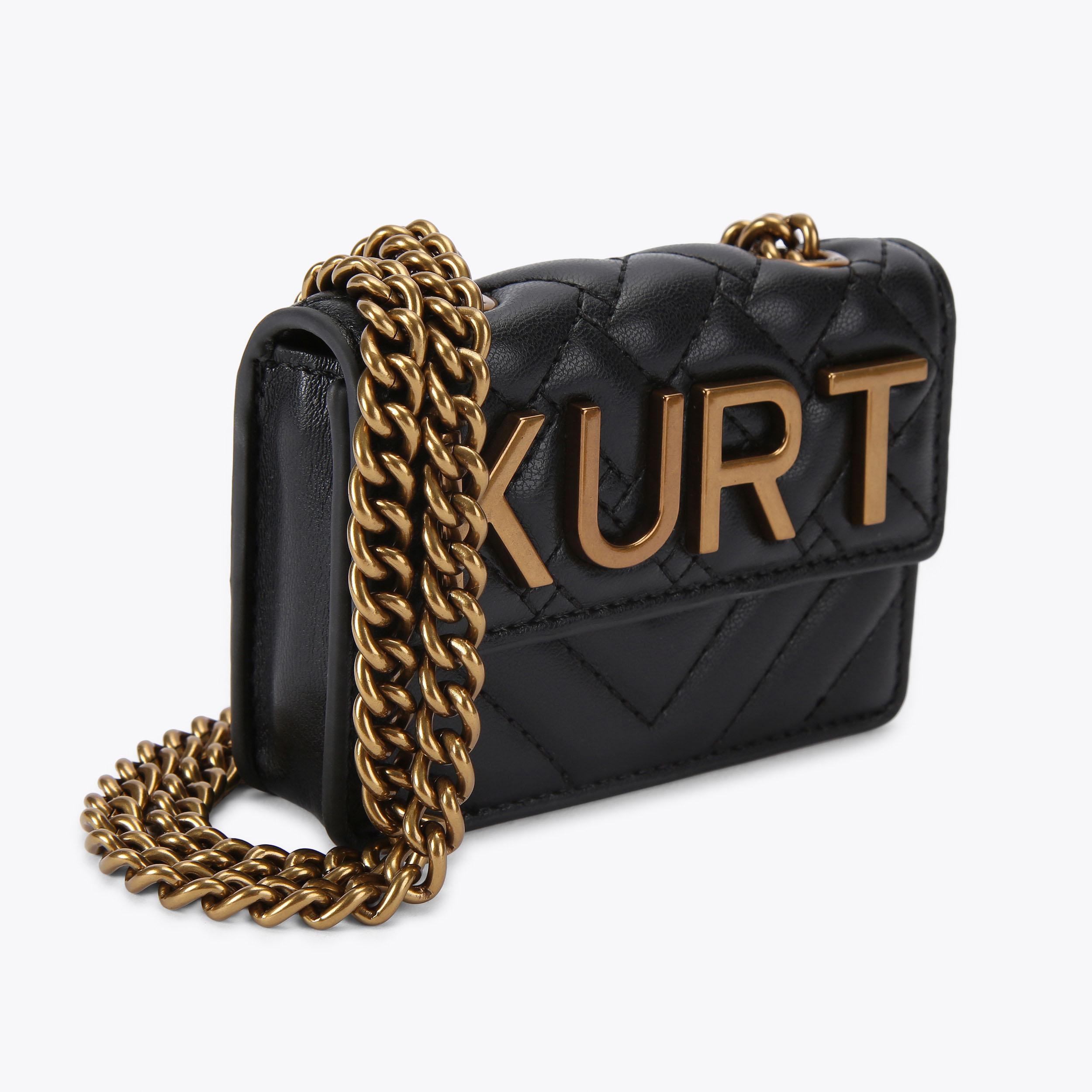 MICRO KENSINGTON KURT Black Quilted Kurt Mini Purse by KURT GEIGER LONDON