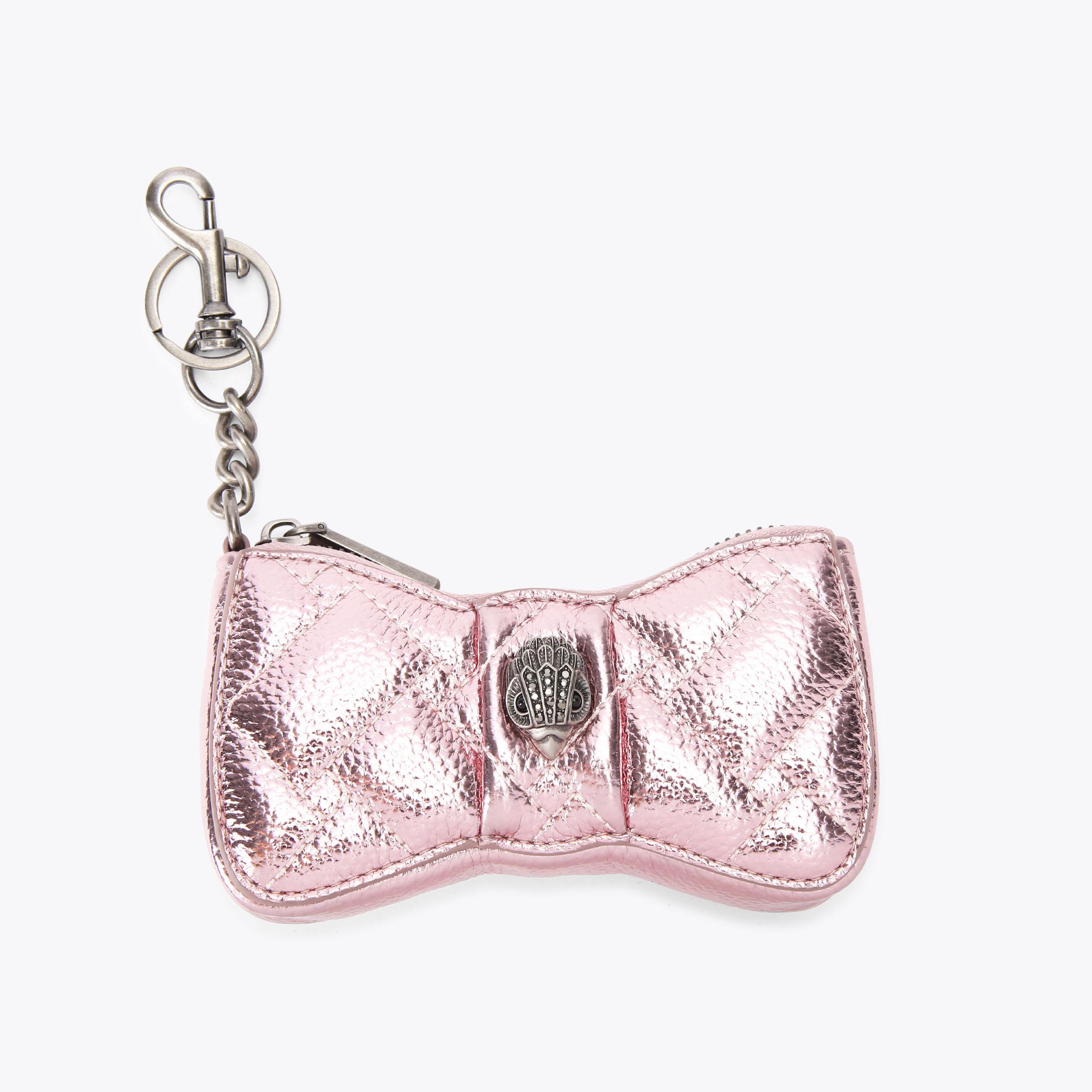 KENSINGTON BOW CHARM Metallic Pink Pebble Grain Bow Charm by KURT GEIGER LONDON