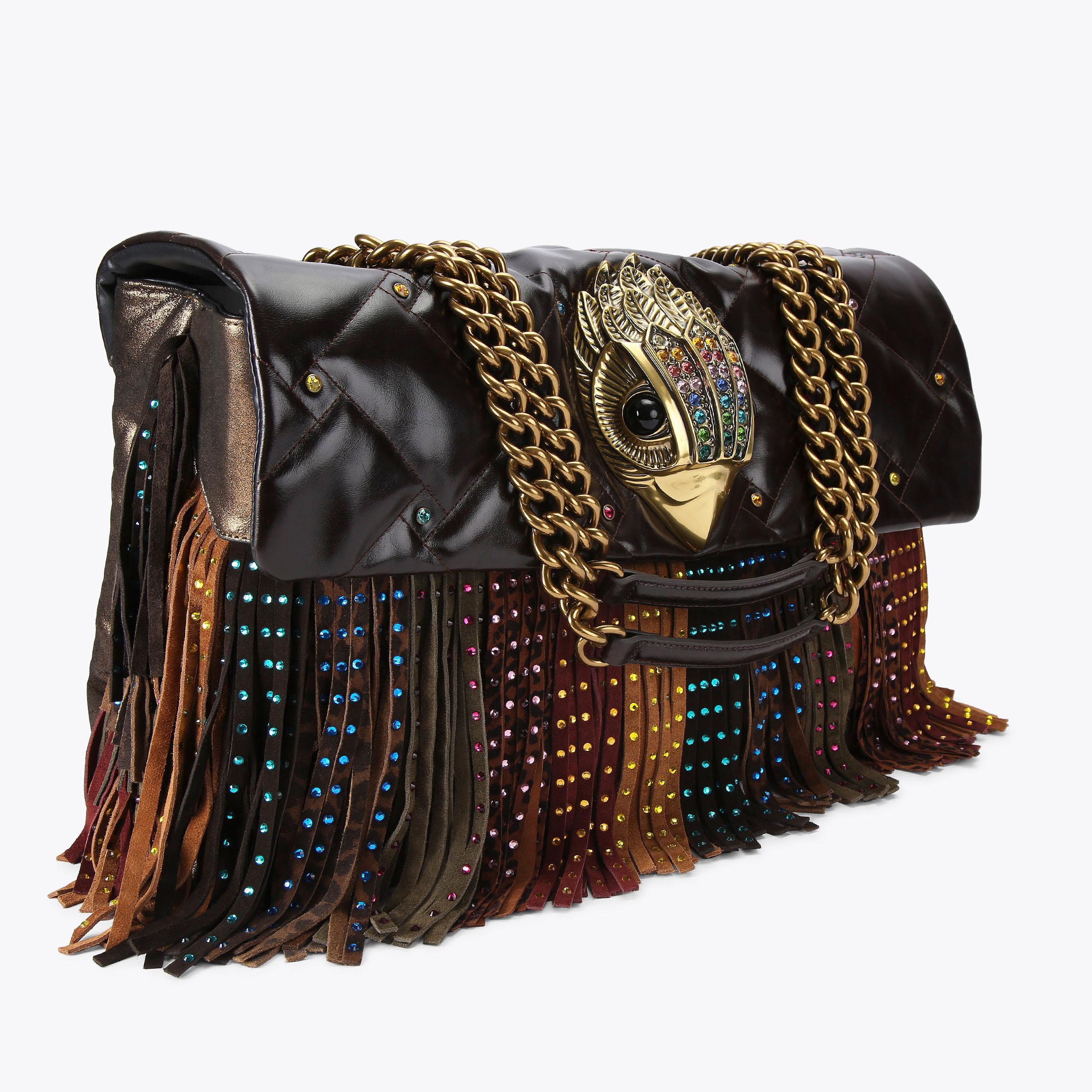MACRO KENSINGTON FRINGE Fringe Brown Shoulder Bag by KURT GEIGER LONDON