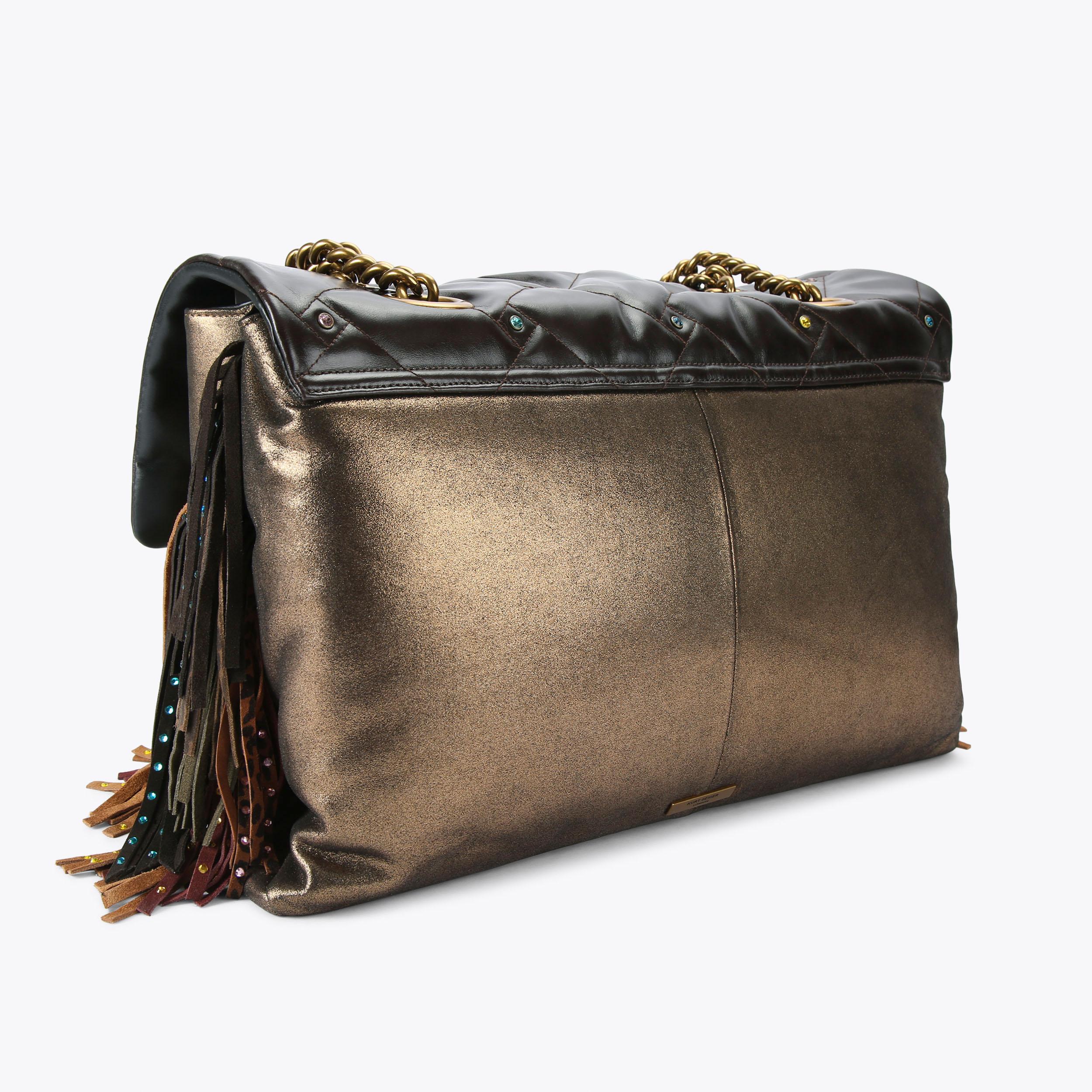 MACRO KENSINGTON FRINGE Fringe Brown Shoulder Bag by KURT GEIGER LONDON