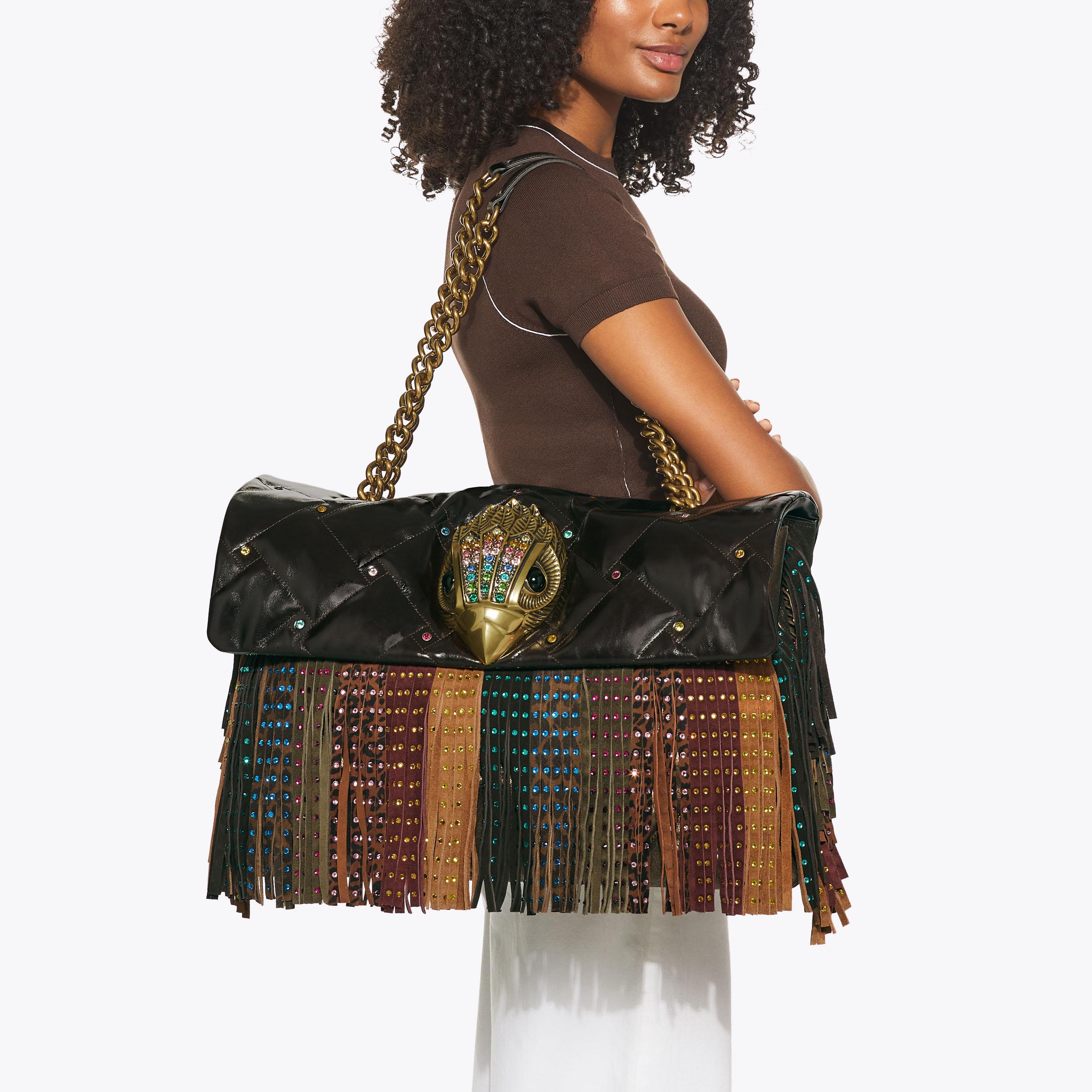 MACRO KENSINGTON FRINGE Fringe Brown Shoulder Bag by KURT GEIGER LONDON