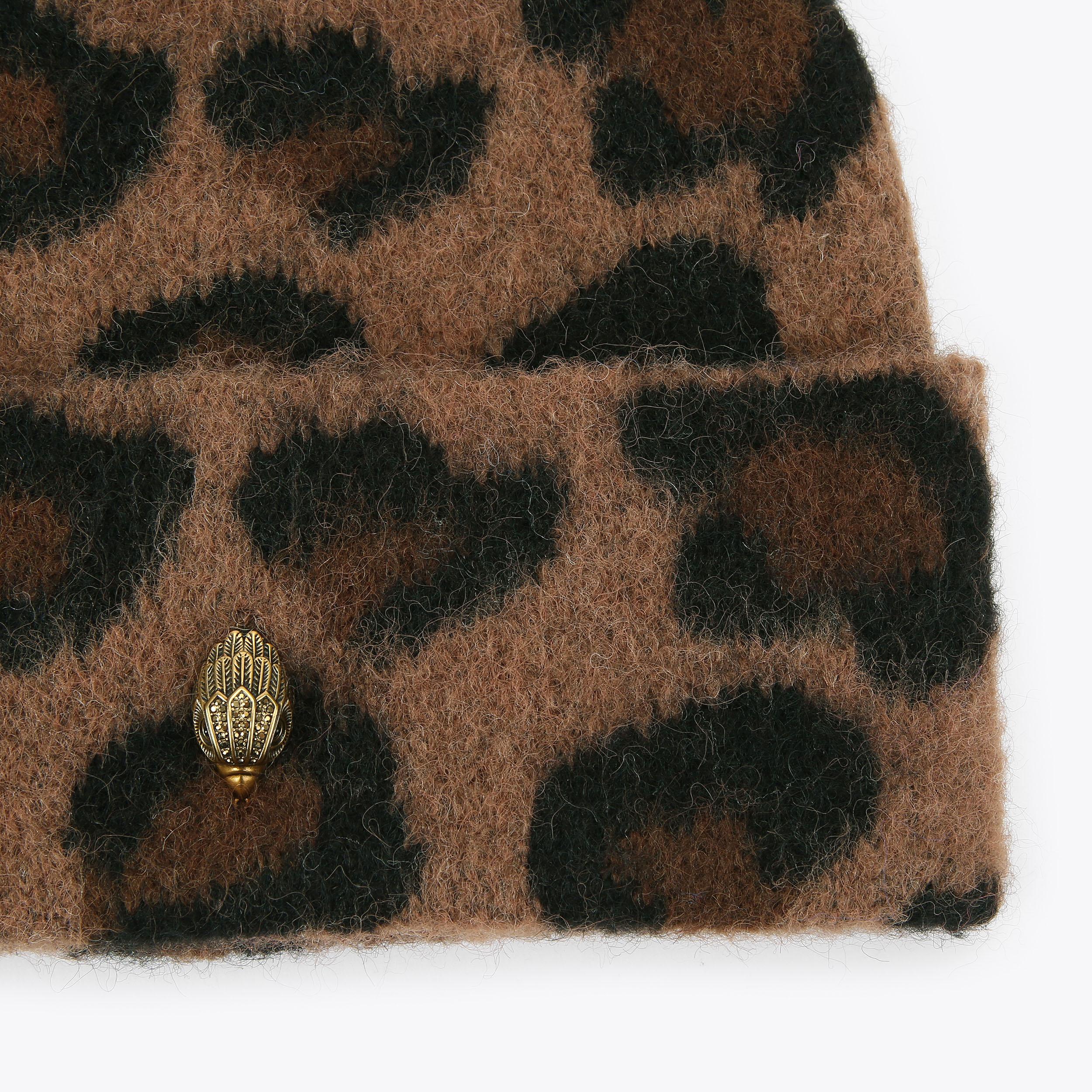 LEOPARD BEANIE Leopard Print Knitted Beanie by KURT GEIGER LONDON