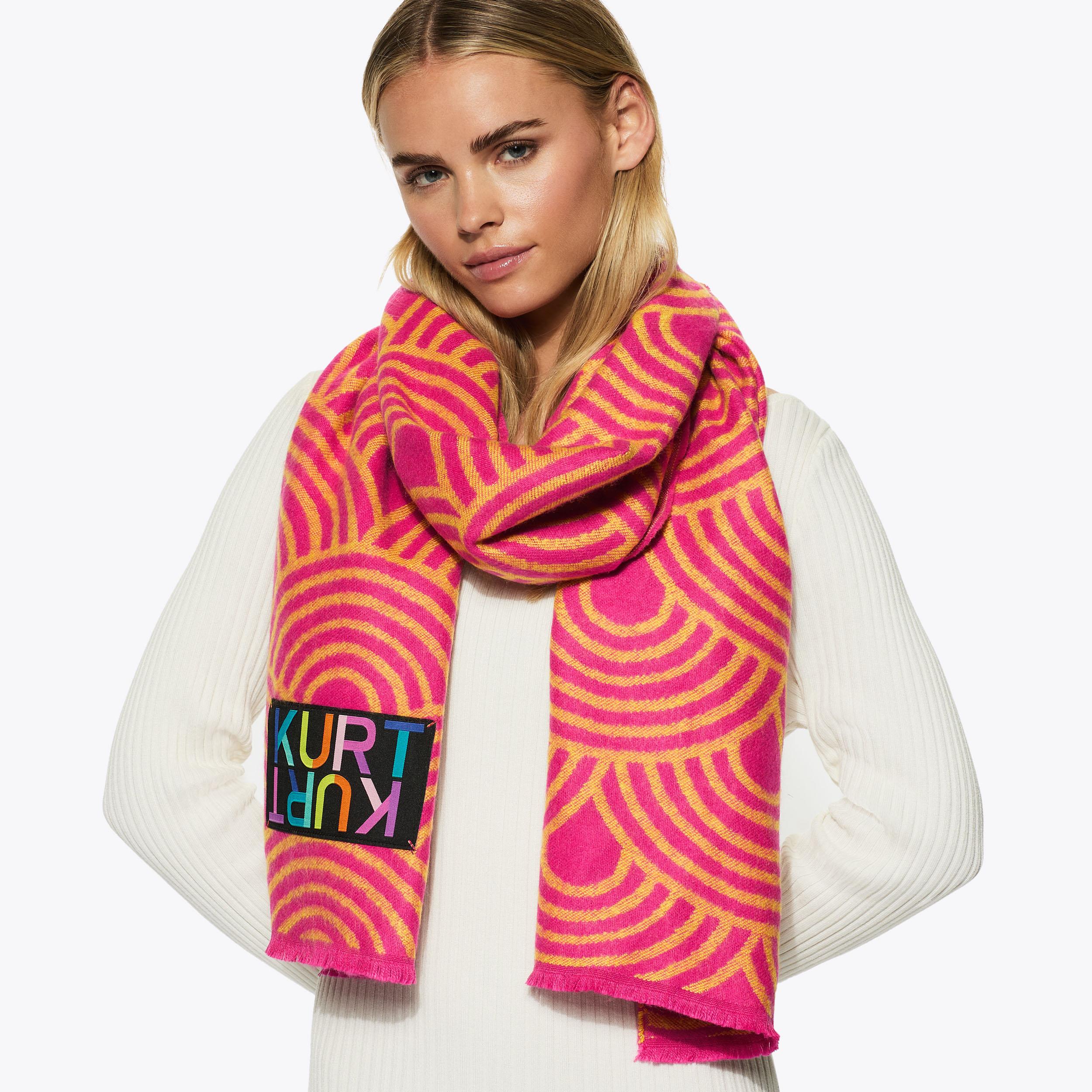 SOUTHBANK SCARF Yellow Pink Scarf by KURT GEIGER LONDON