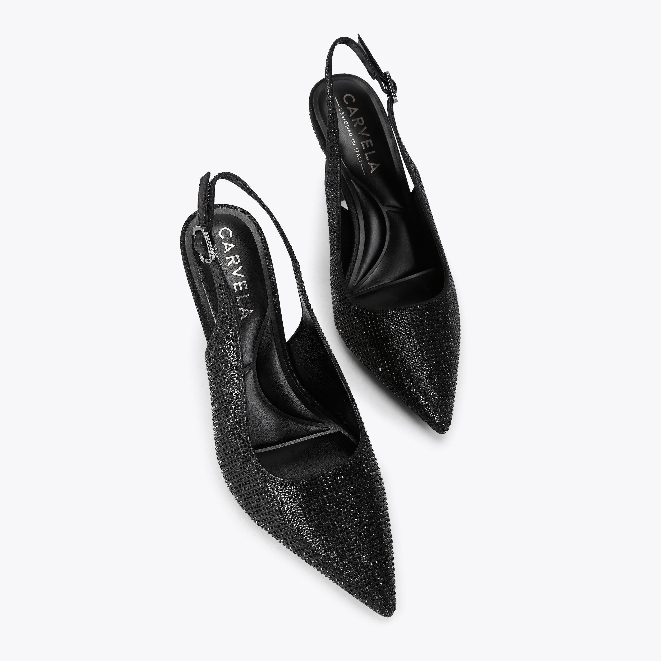 CORLETTA SLING JEWEL Black Crystal Slingback Heel by CARVELA