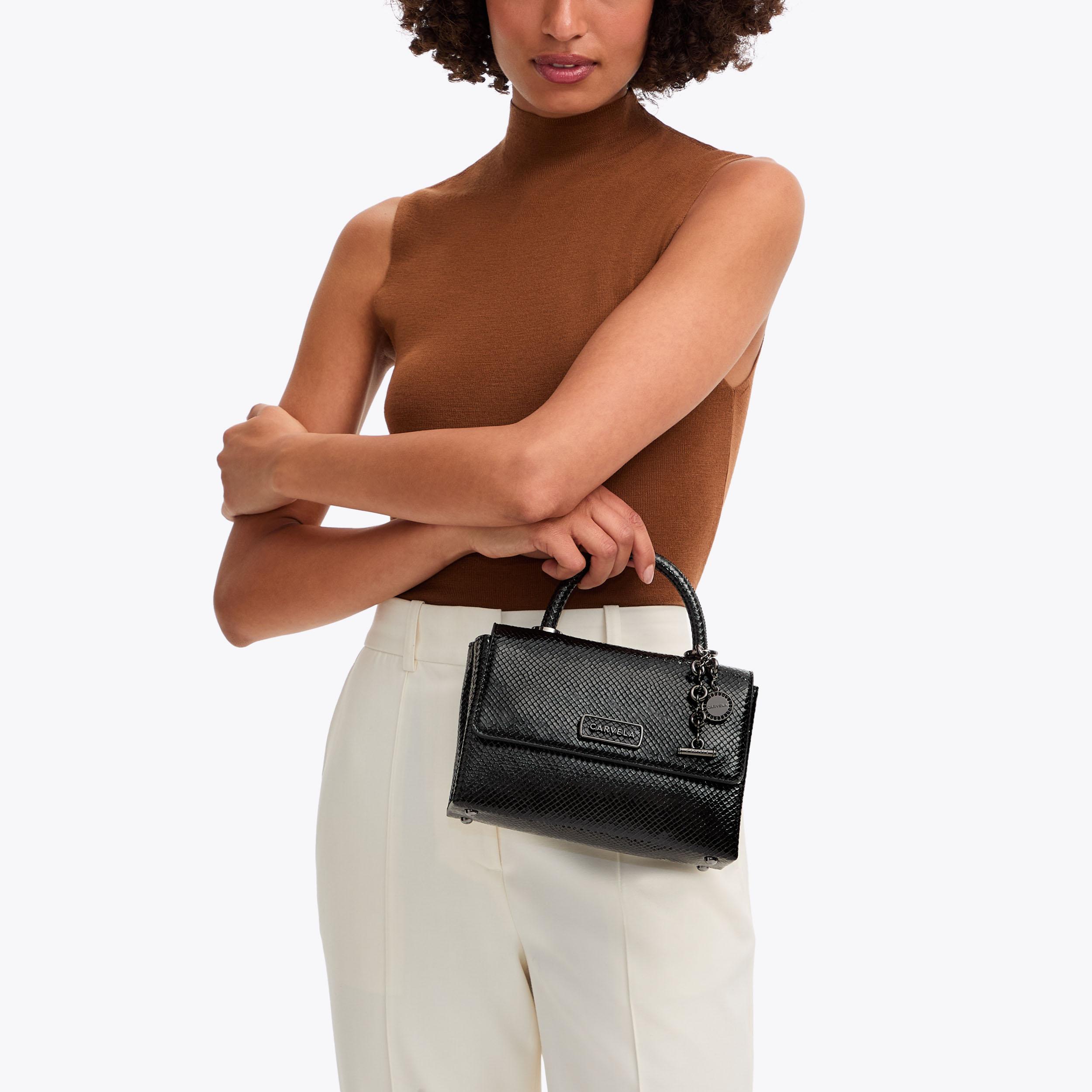 ALTO TOP HANDLE Lizard Embossed Top Handle Bag by CARVELA