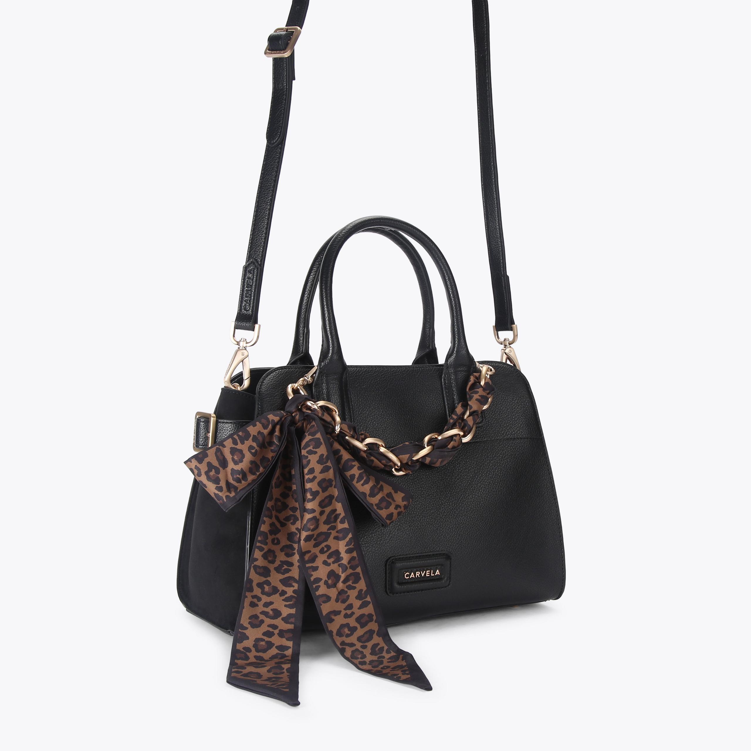 SELENA TOTE Black Grained Tote Bag by CARVELA