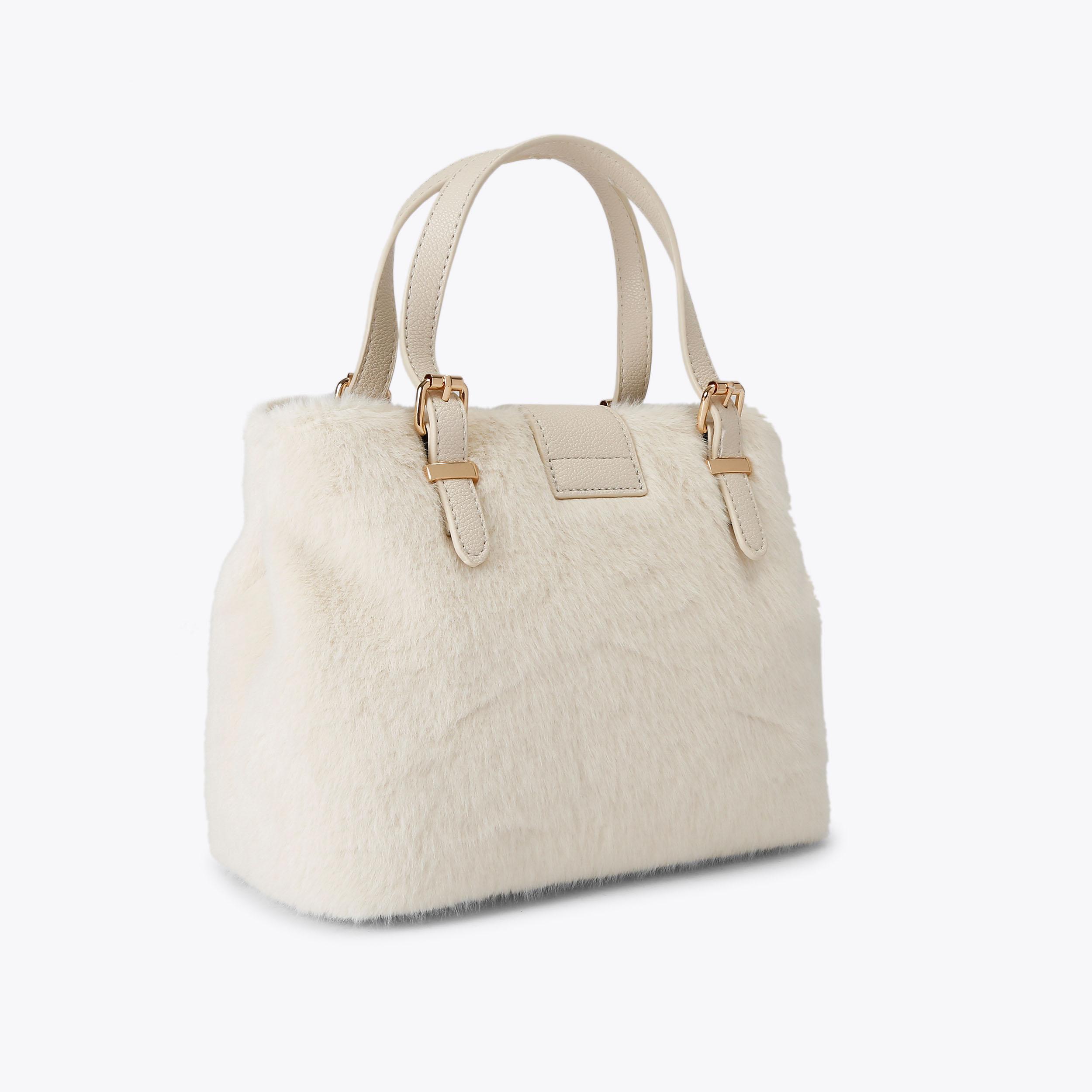 MARIA MINI FUR White Faux Fur Tote Bag by CARVELA