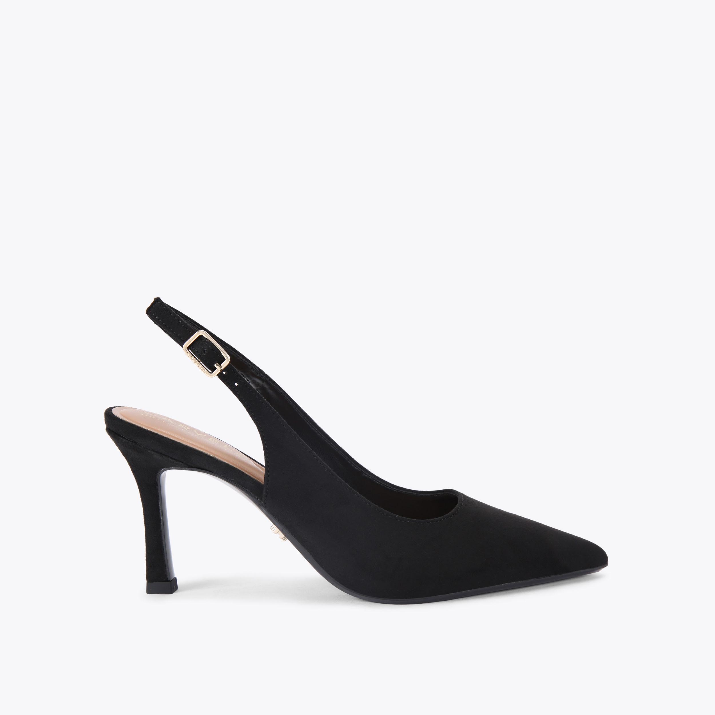 CORLETTA SLING WIDE FIT Black Microsuede Heel by CARVELA