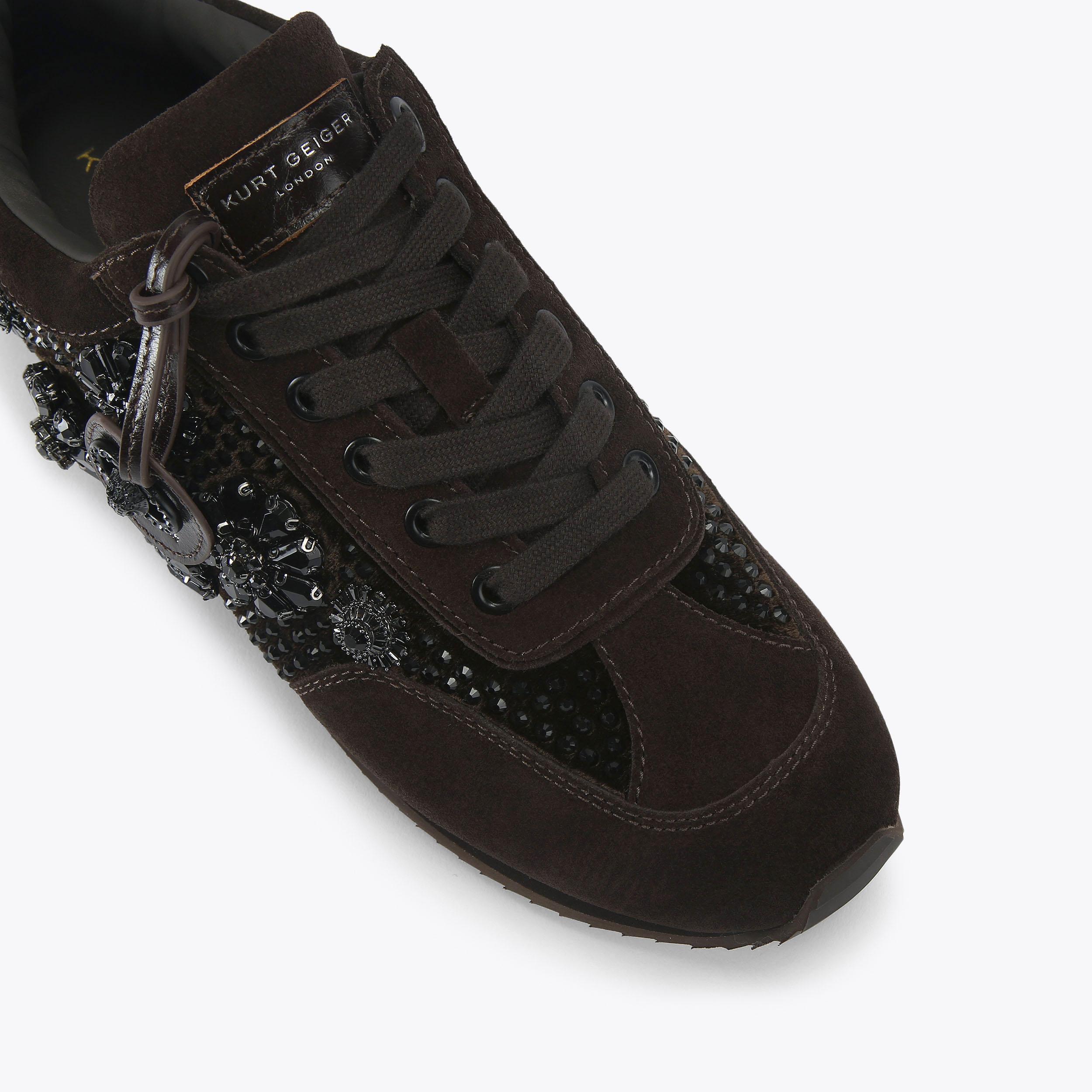 CHELSEA JEWEL TAG Velvet Suede Lace Up Sneaker by KURT GEIGER LONDON