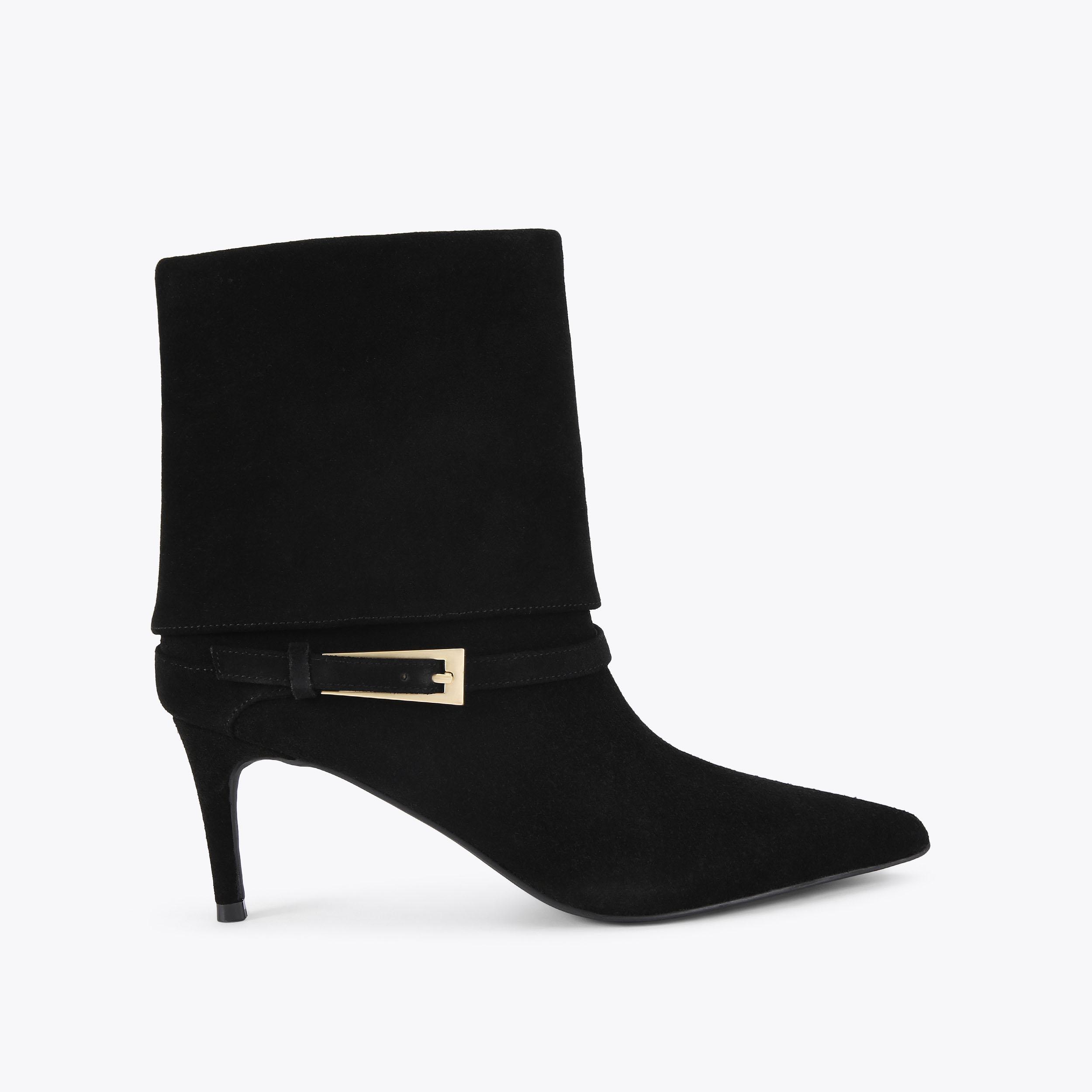 TRINITY Black Suede Heeled Boot by KG KURT GEIGER