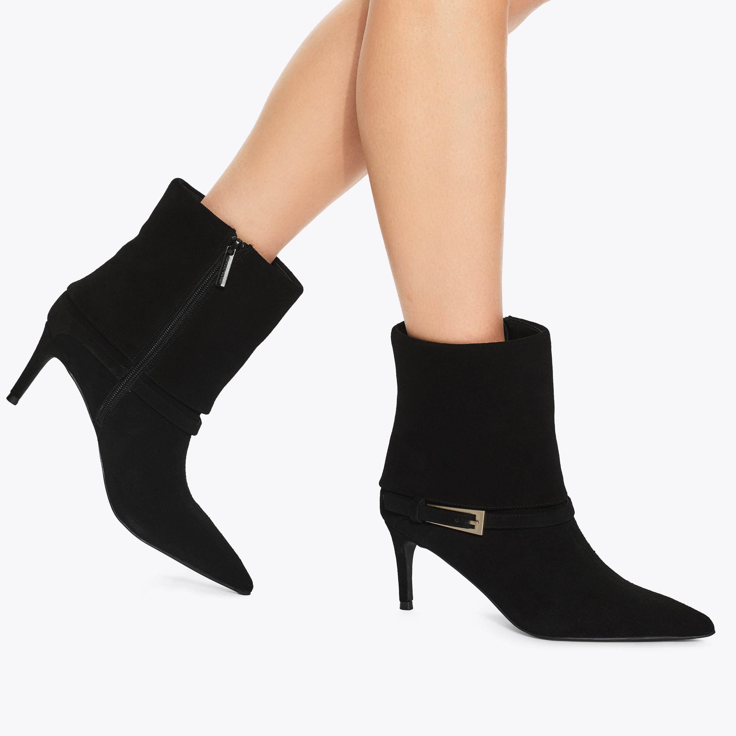 TRINITY Black Suede Heeled Boot by KG KURT GEIGER