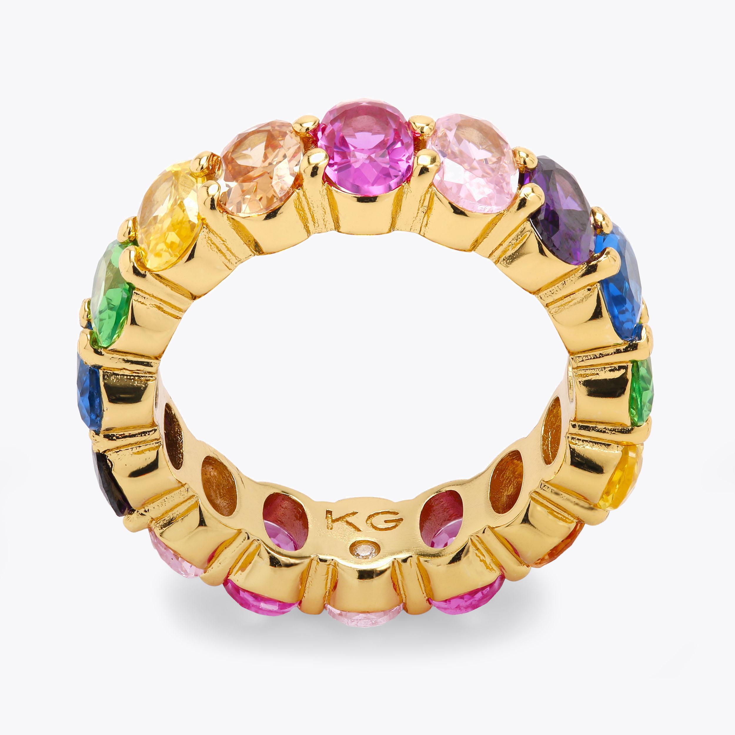 OVAL MIX BAND Crystal Gold Band Ring by KURT GEIGER LONDON