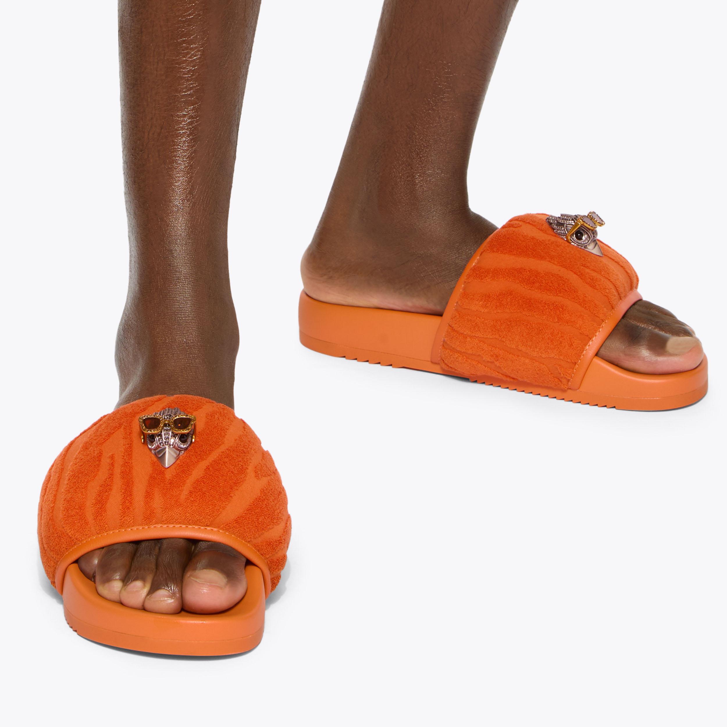 EAGLE PUFF SLIDE Orange Terry Towelling Sandal by Kurt Geiger London