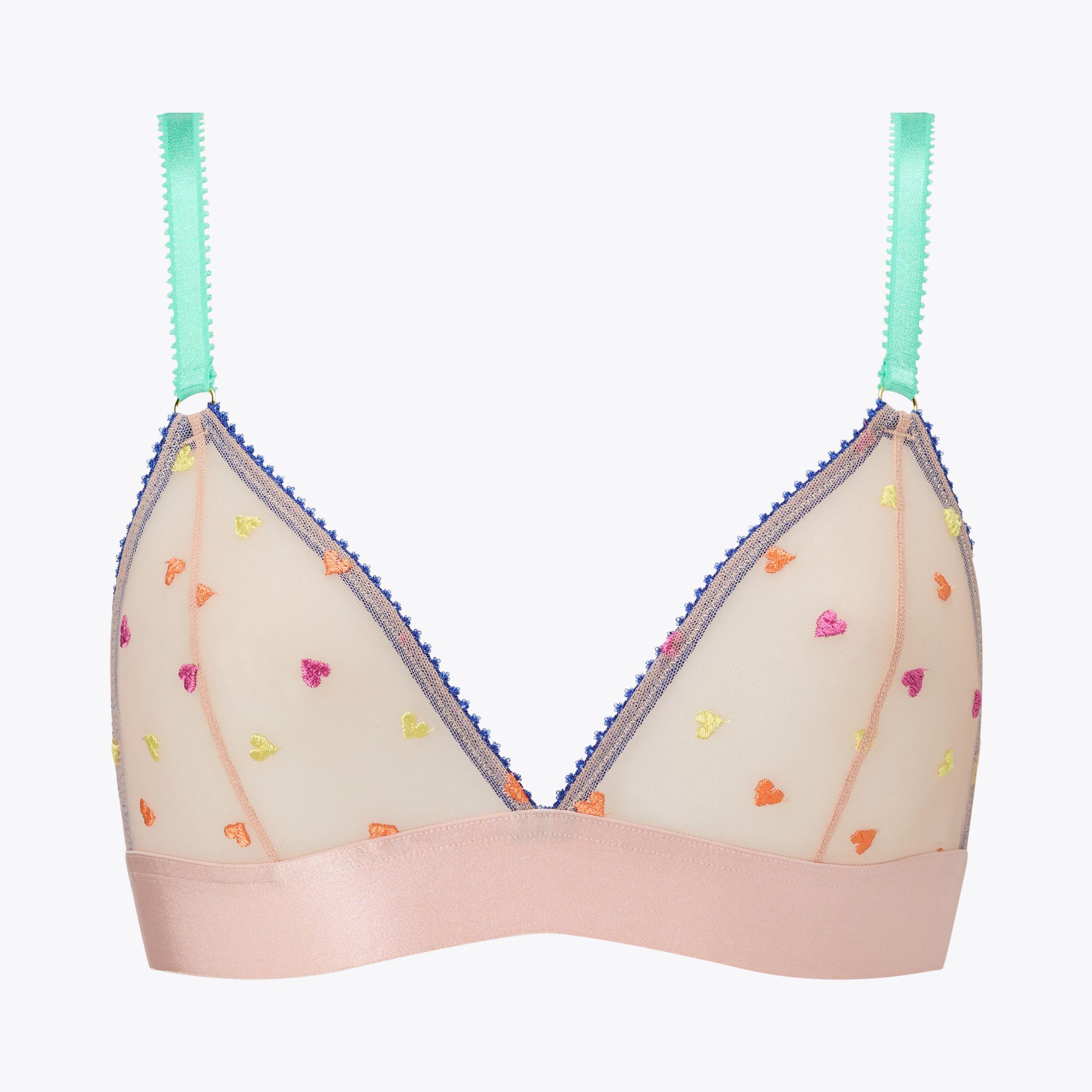 TRIANGLE BRALETTE Embroidered Heart Bralette by Kurt Geiger London