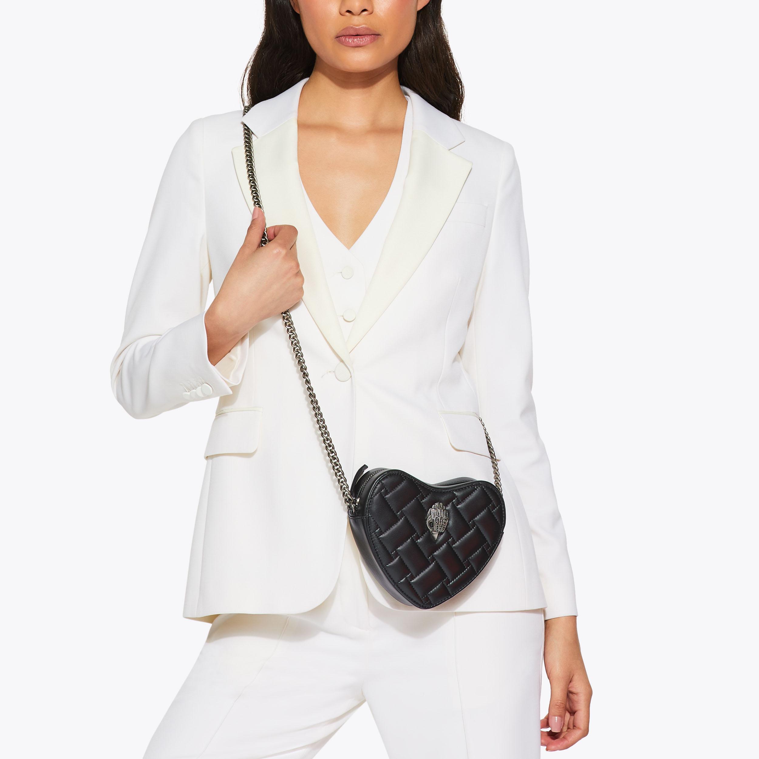 KENSINGTON HEART X BODY Black Heart Quilted Leather Cross Body Purse by ...