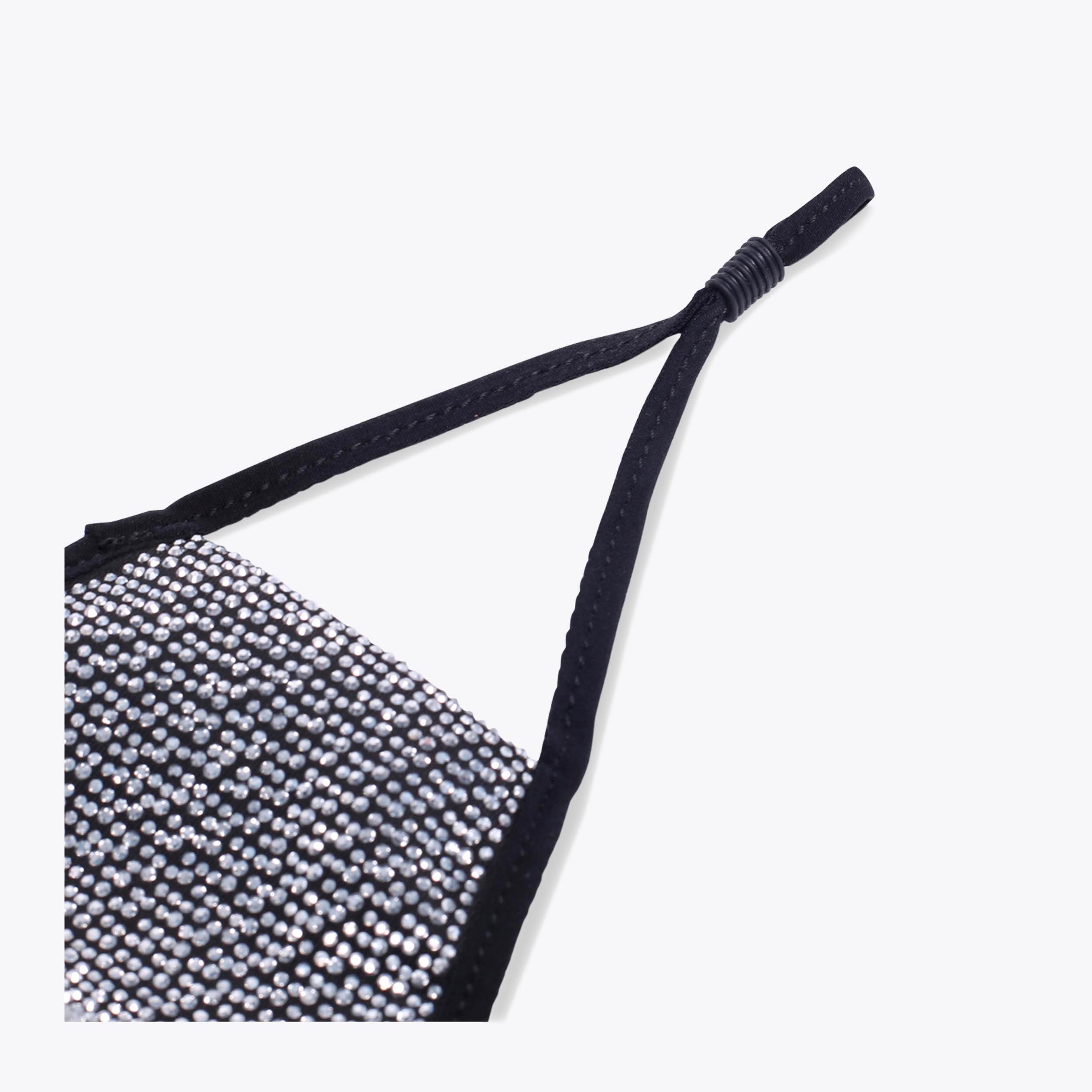 JEWELLED FACE MASK Black Embellished Face Mask by CARVELA