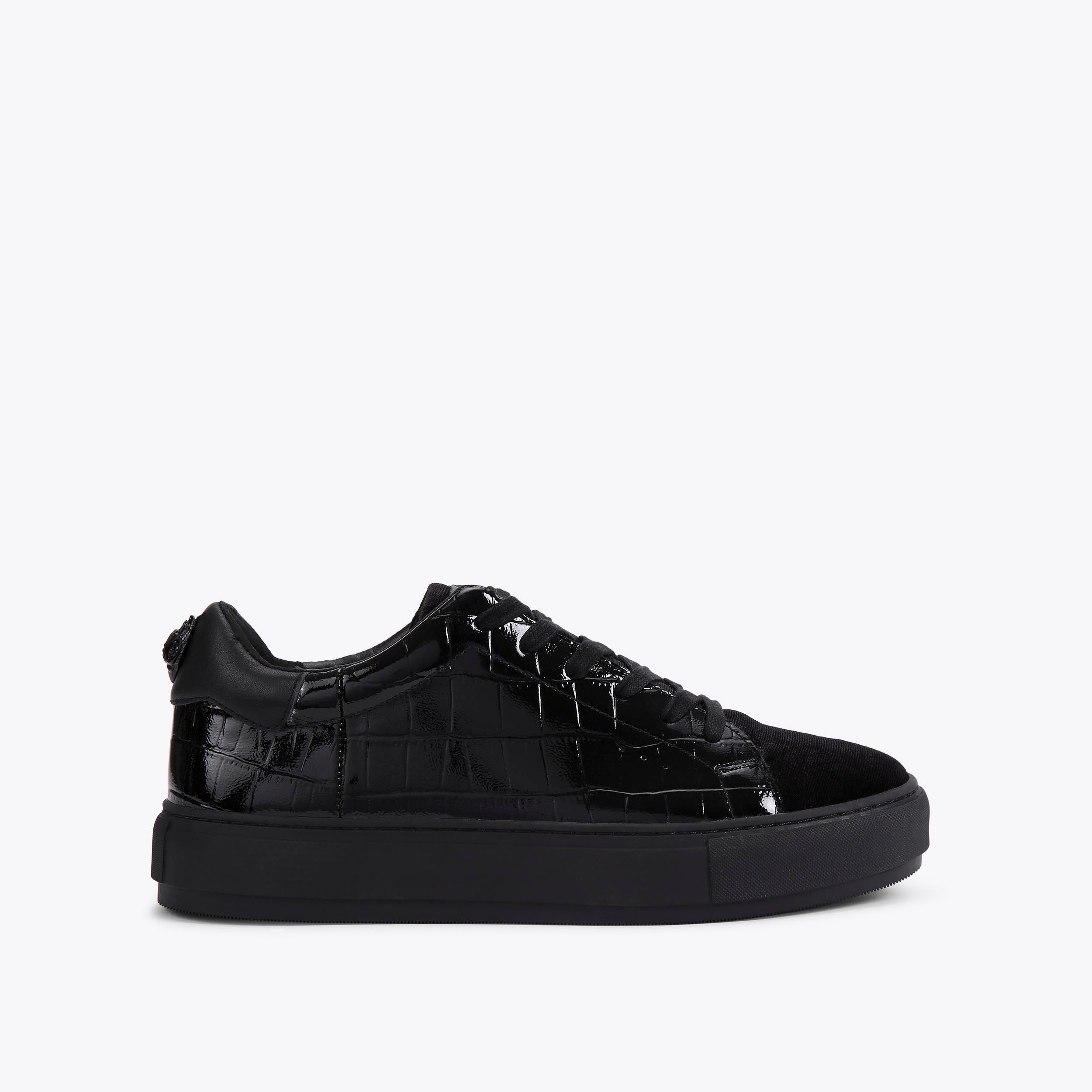 LANEY CROC MENS Black Croc Print Lace Up Sneakers by KURT GEIGER LONDON