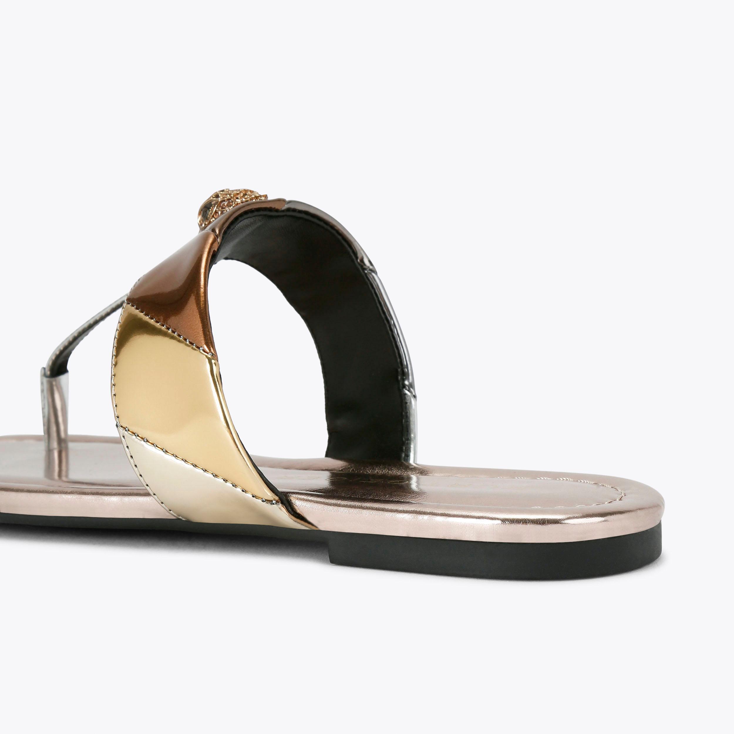 KENSINGTON T-BAR SANDAL Gold Patent Sandals by KURT GEIGER LONDON