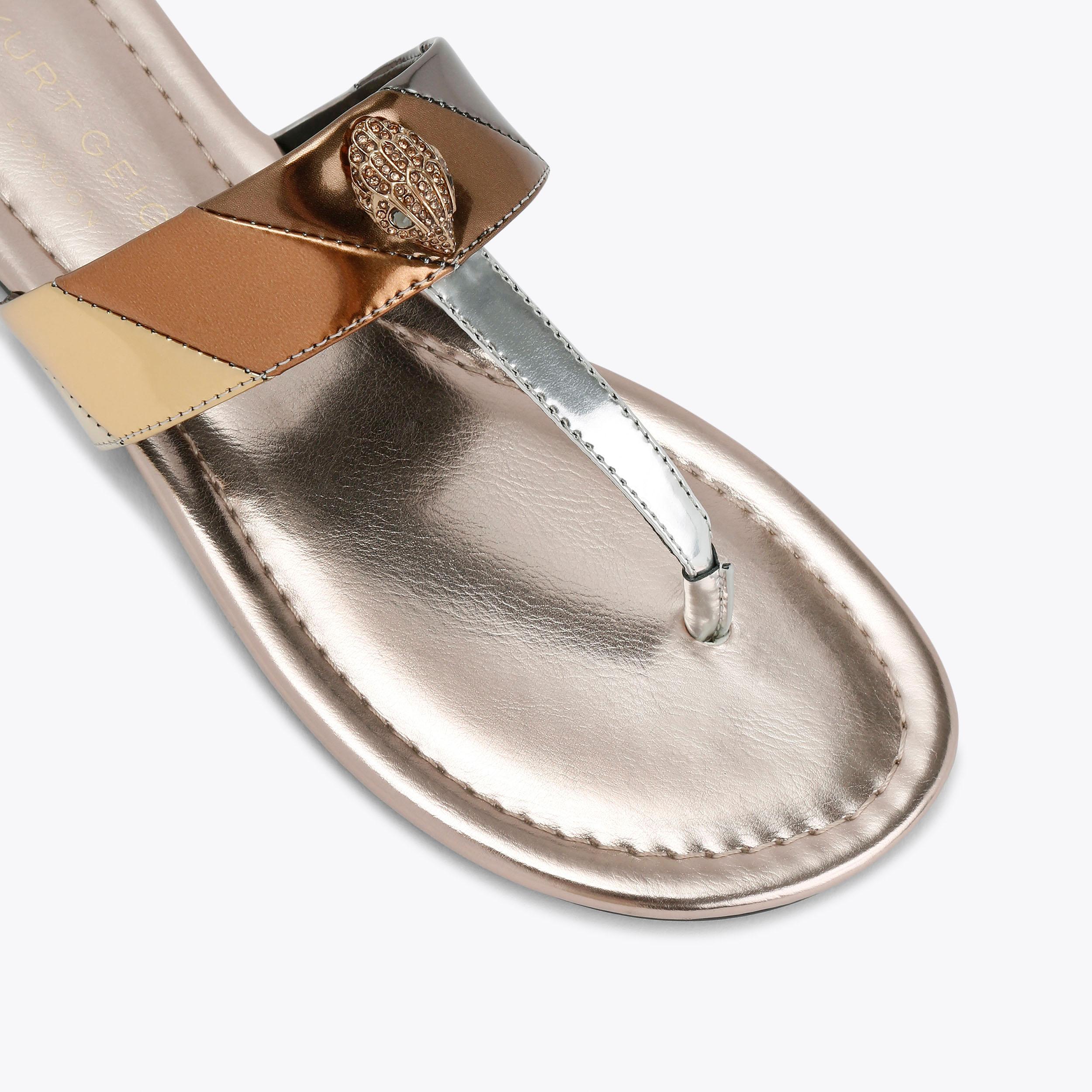 KENSINGTON T-BAR SANDAL Gold Patent Sandals by KURT GEIGER LONDON
