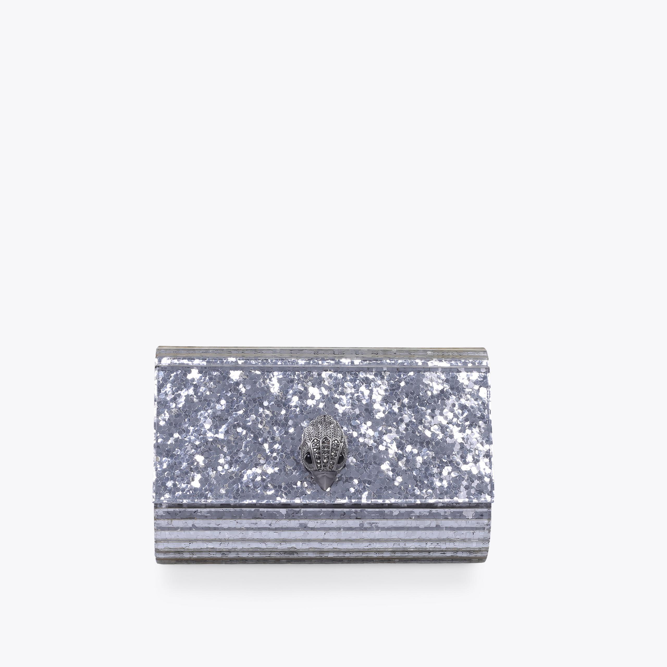 PARTY EAGLE CLUTCH DRENCH Silver Glitter Clutch Bag by KURT GEIGER LONDON