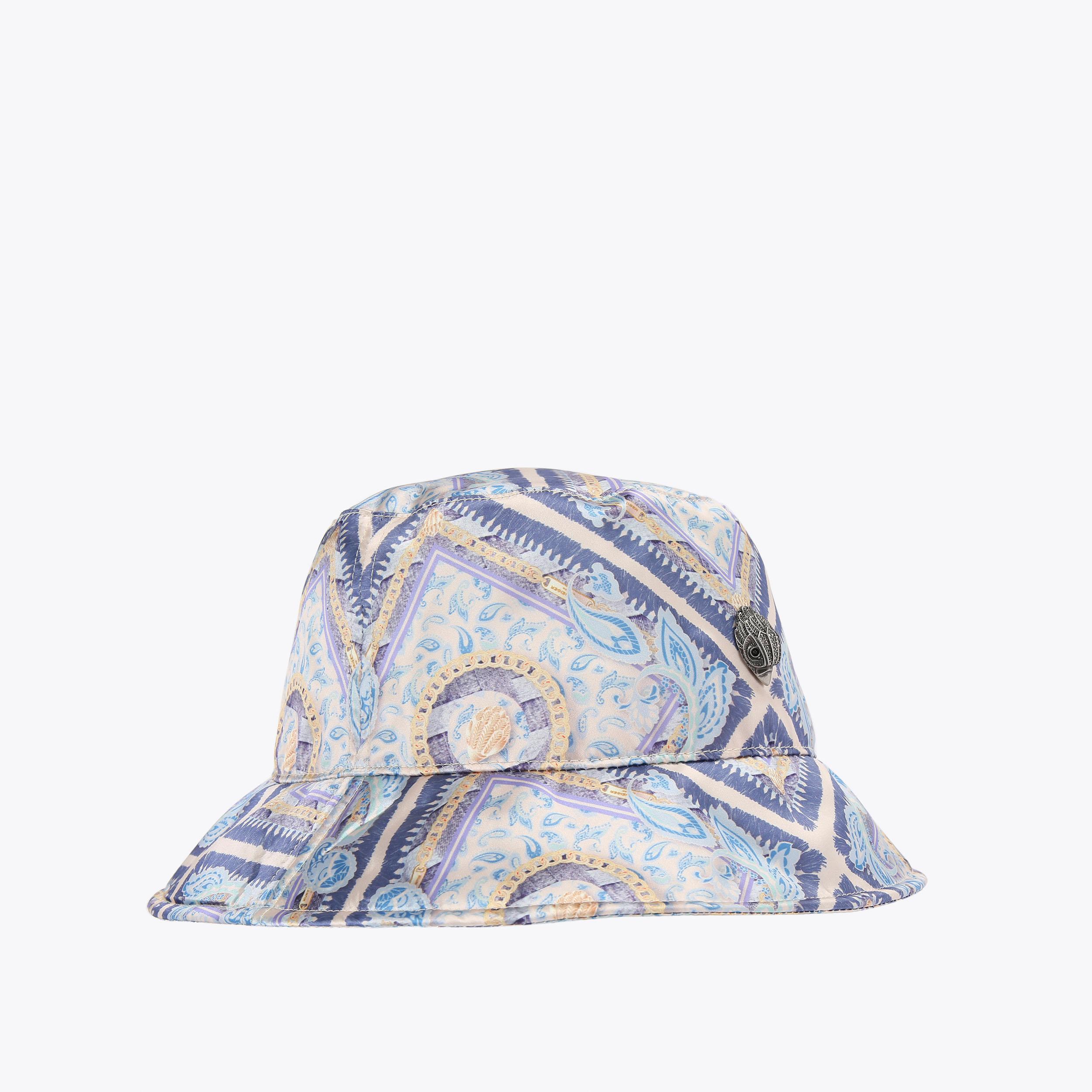 KENSINGTON BUCKET HAT Blue Paisley Nylon Bucket Hat by KURT GEIGER LONDON