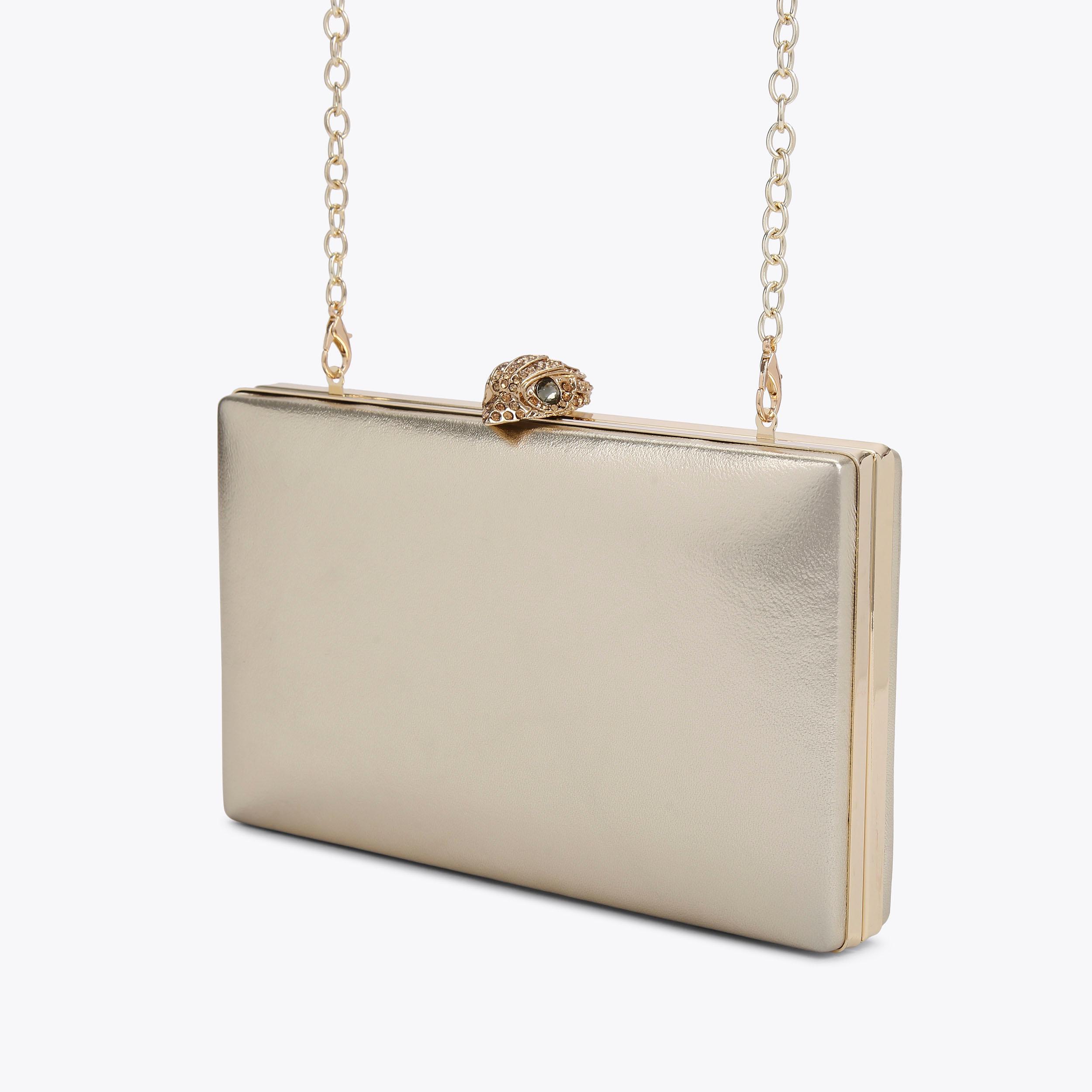 CRYSTAL KENSINGTON CLUTCH Gold Metallic Clutch Bag by KURT GEIGER LONDON