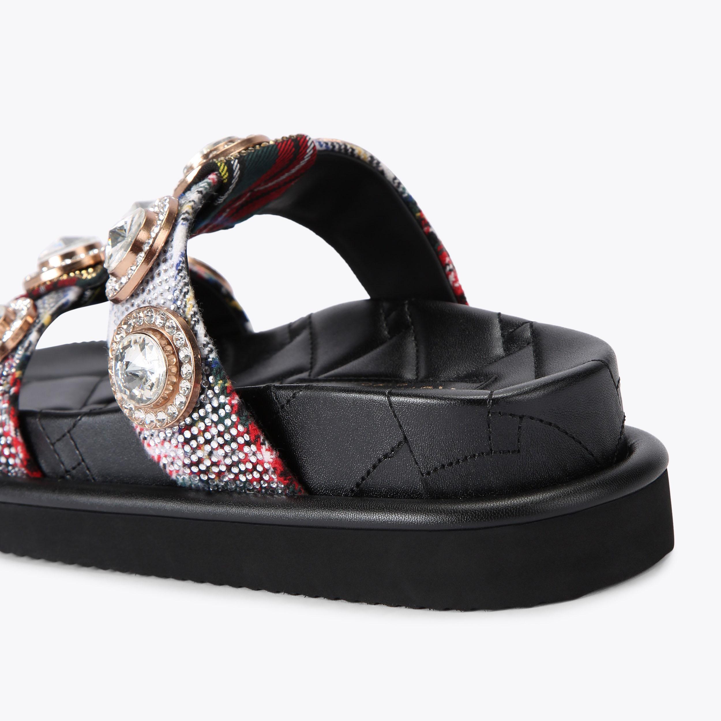 ORSON CRYSTAL SANDAL Tartan Fabric Sandals by KURT GEIGER LONDON